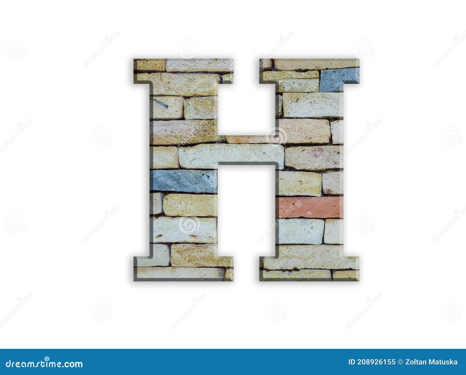 3D Illustration Letter H Brick Structure Alphabet Font Isolated on ...
