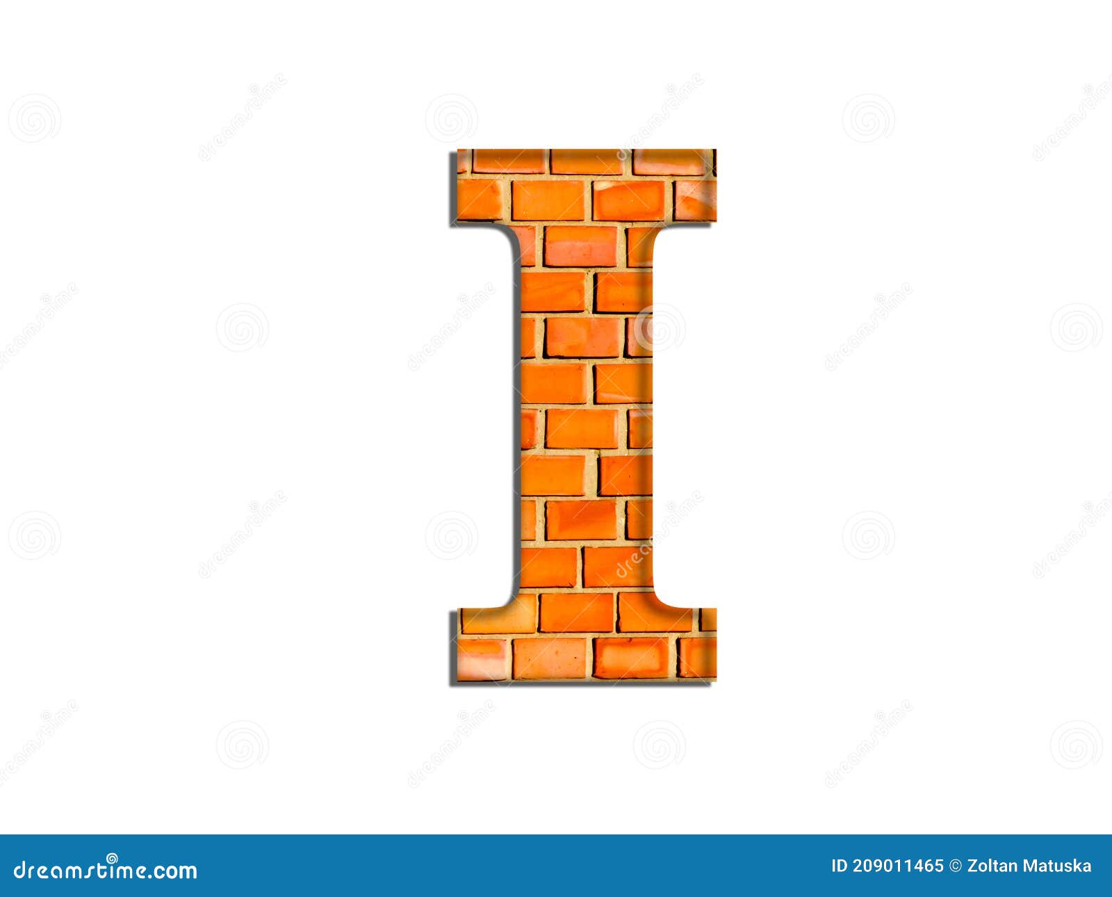 3D Illustration Letter I Old Brick Structure Alphabet Font Isolated on ...