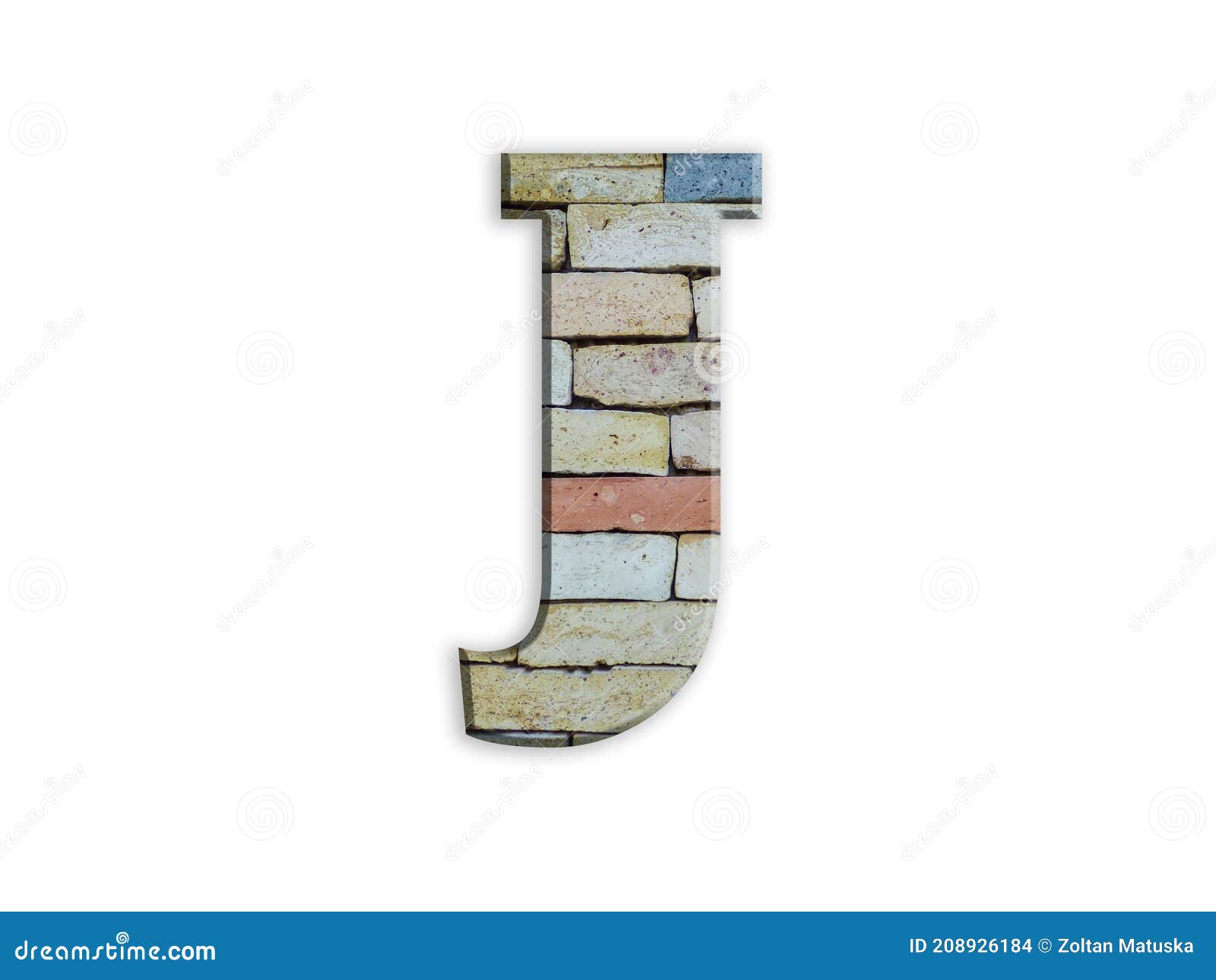 3D Illustration Letter J Brick Structure Alphabet Font Isolated on ...