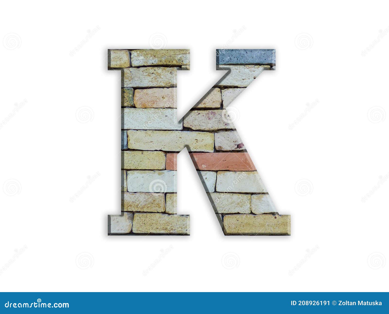 3D Illustration Letter K Brick Structure Alphabet Font Isolated on ...