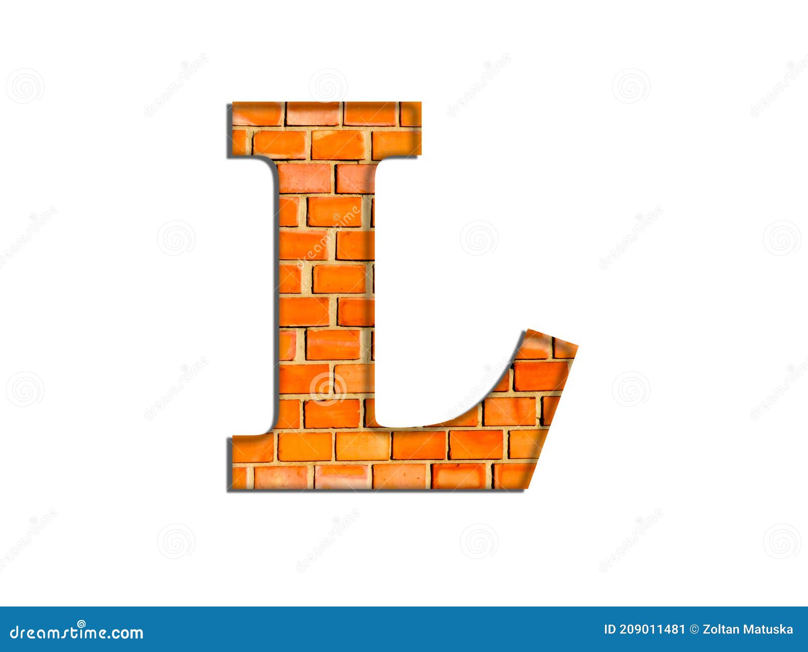 3D Illustration Letter L Old Brick Structure Alphabet Font Isolated on ...