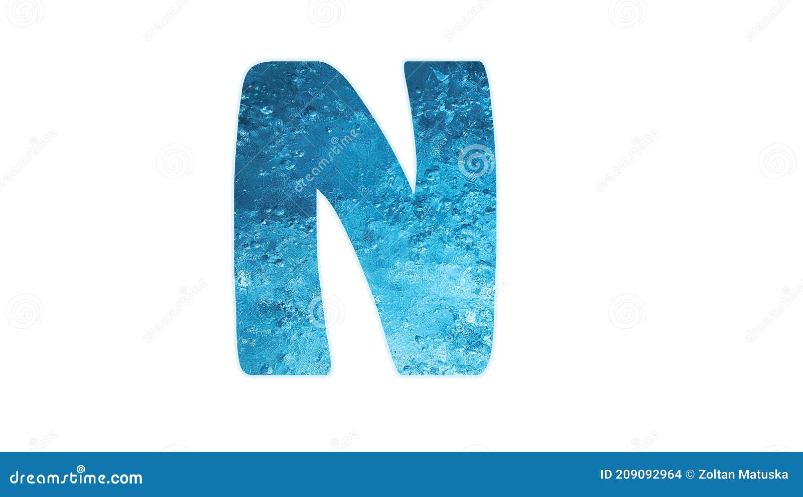 3D Illustration LETTER N Blue Ice Frozen Alphabet Font Isolated on ...