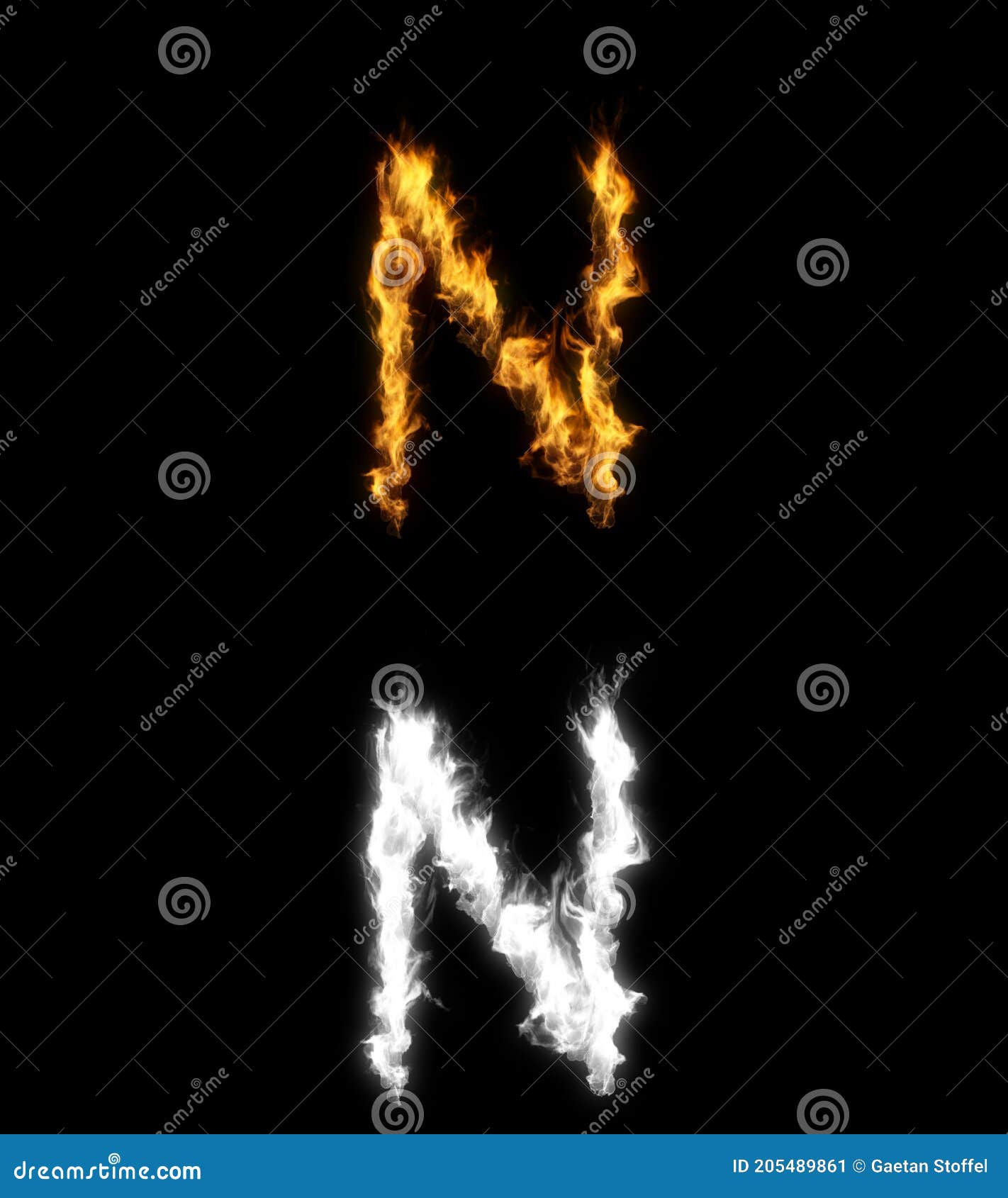 3D Illustration of the Letter N on Fire with Alpha Layer Stock ...