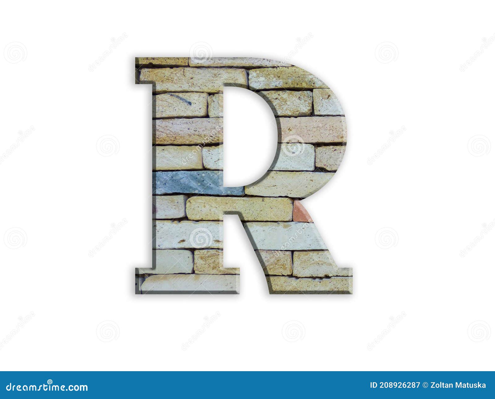 3D Illustration Letter R Brick Structure Alphabet Font Isolated on ...