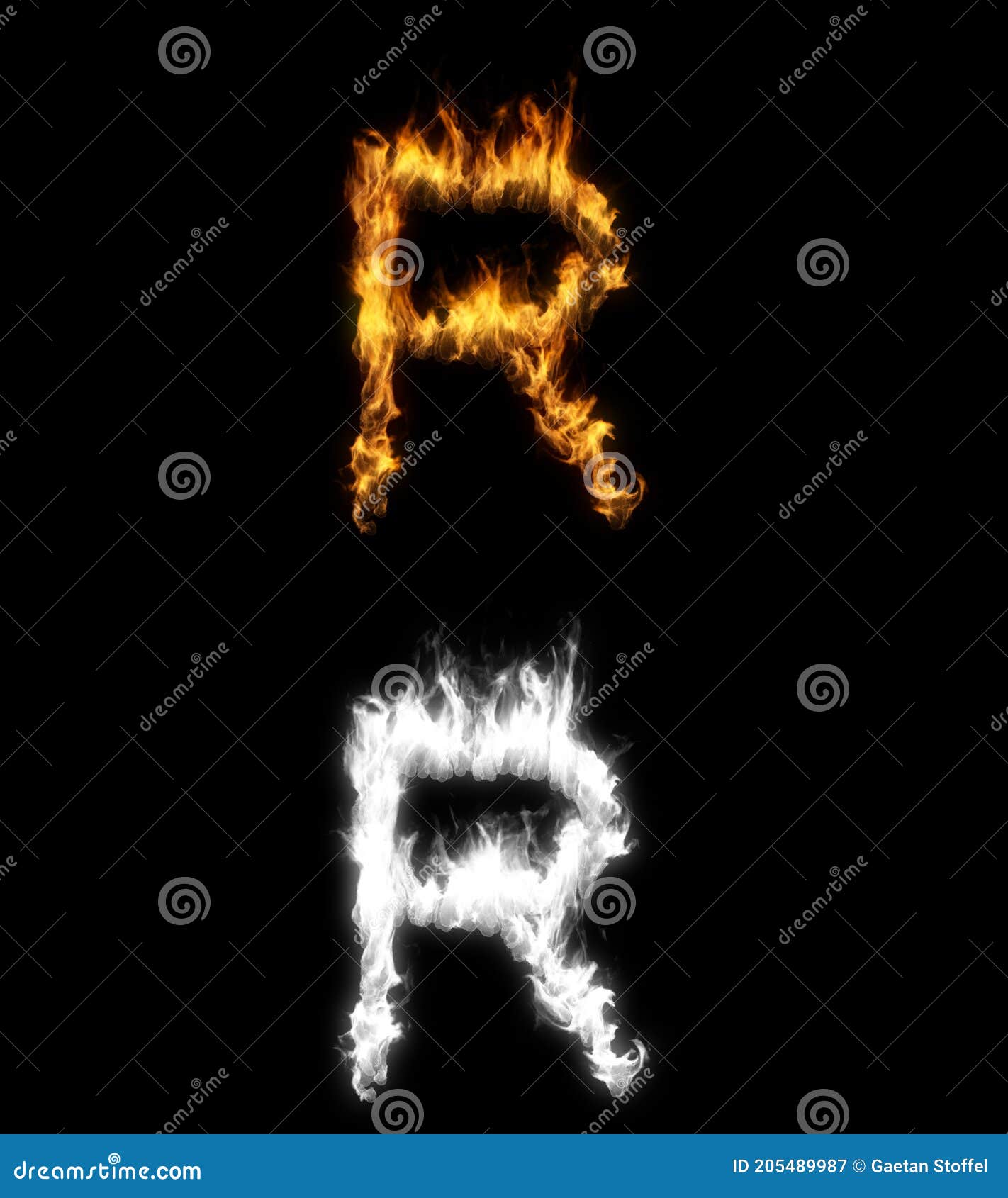 3D Illustration of the Letter R on Fire with Alpha Layer Stock ...