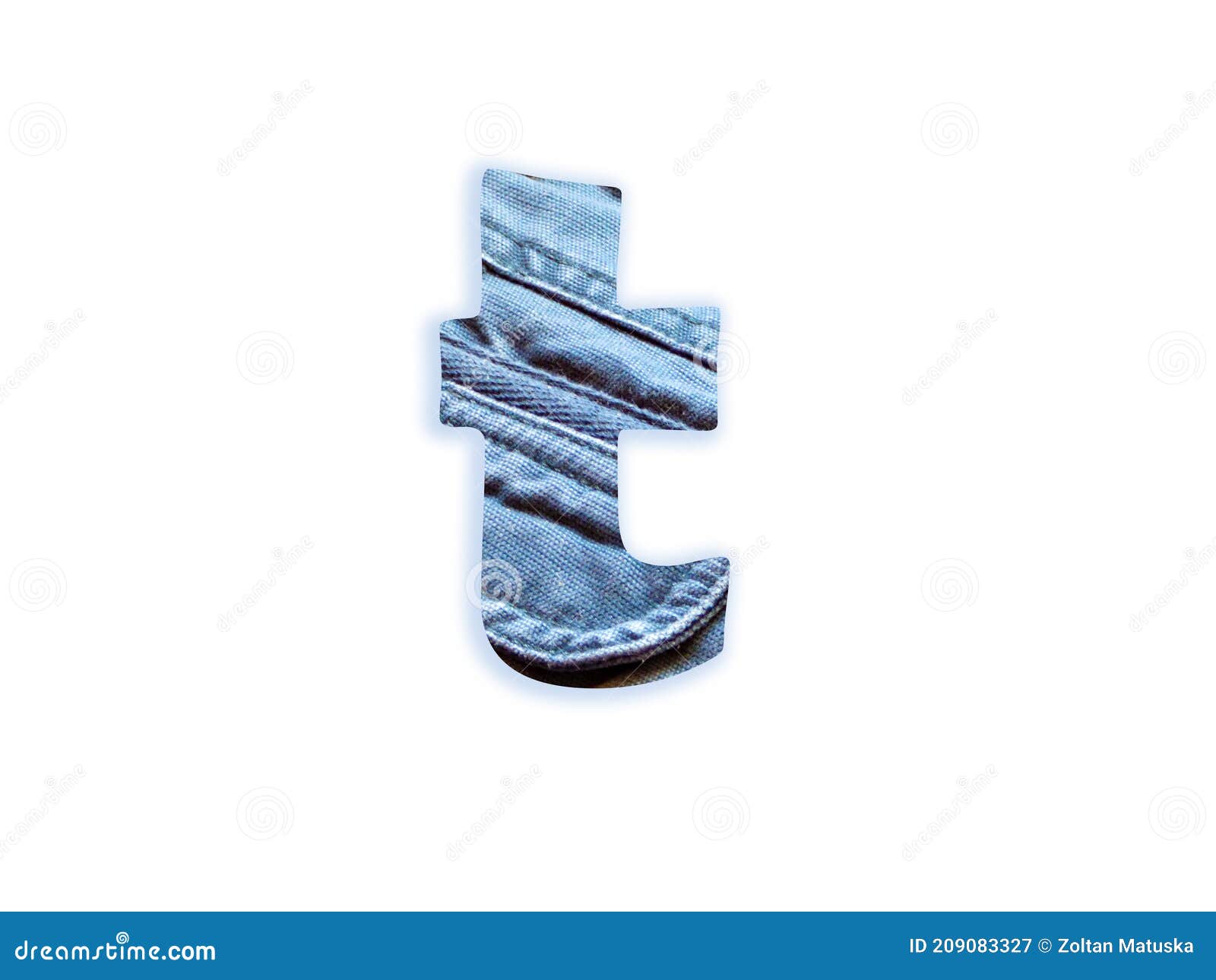 3D Illustration Letter T Blue Jeans Alphabet Font Isolated on White ...