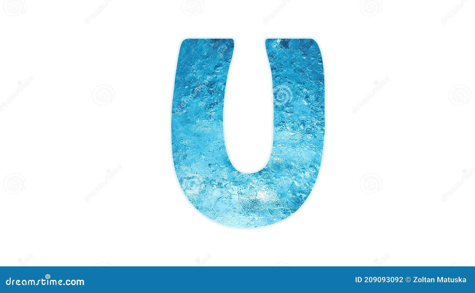 3D Illustration LETTER U Blue Ice Frozen Alphabet Font Isolated on ...