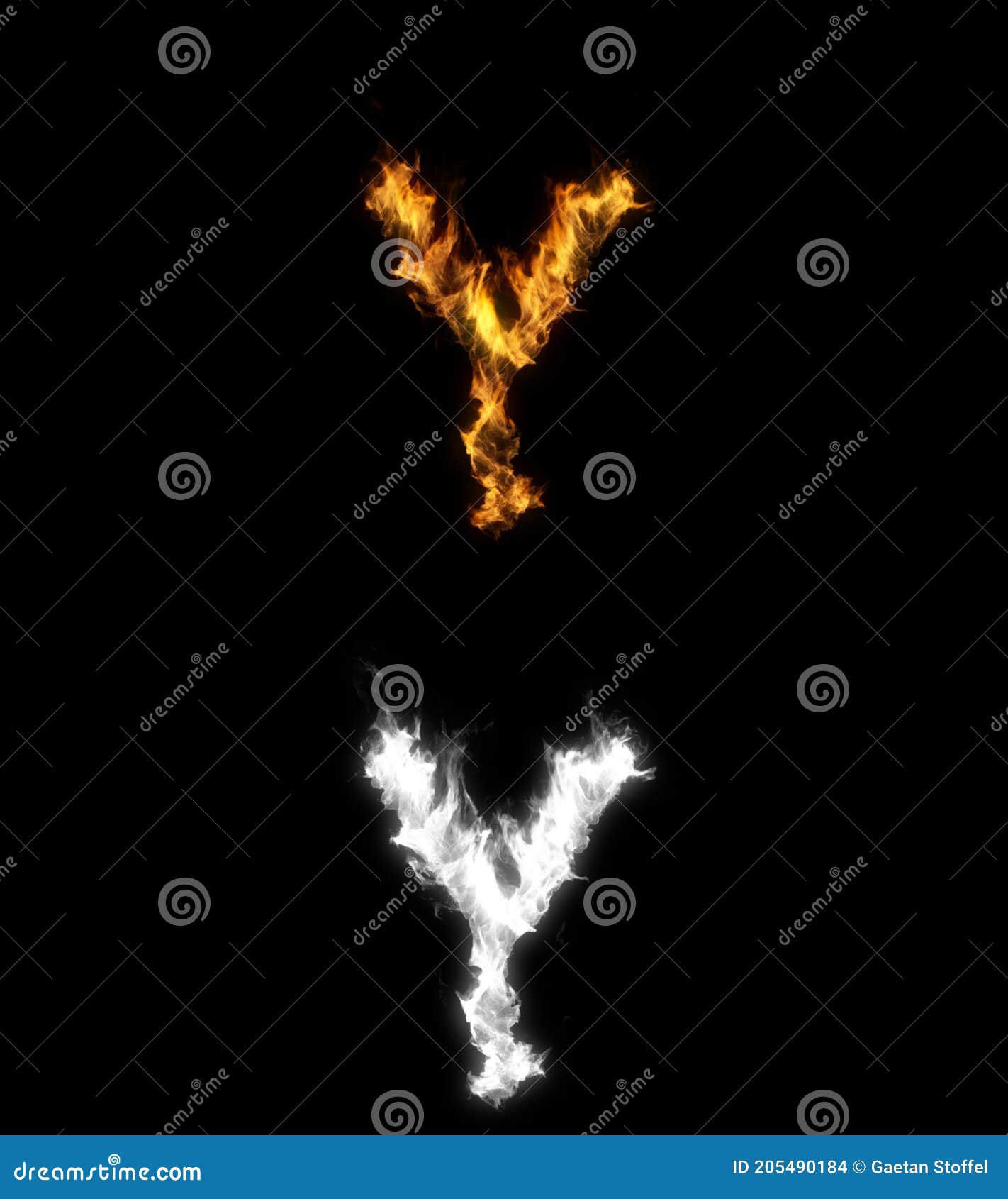 3D Illustration of the Letter Y on Fire with Alpha Layer Stock ...