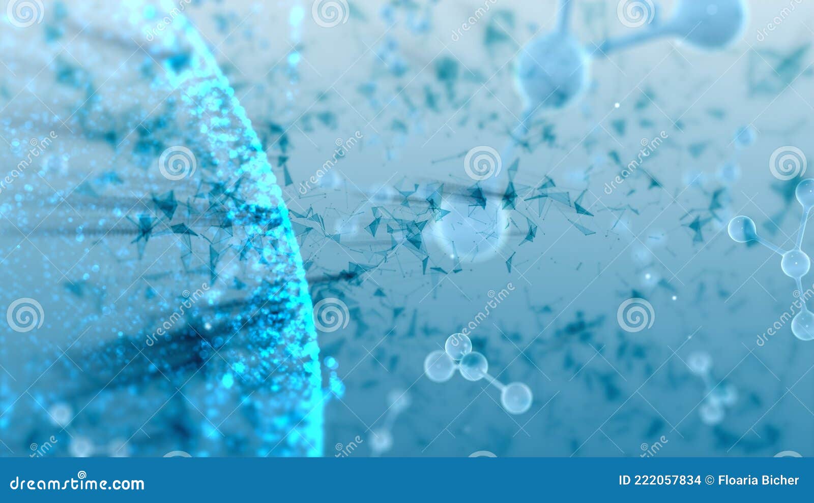 3d Illustration of Light Blue Background with Plexus Particles. Stock ...