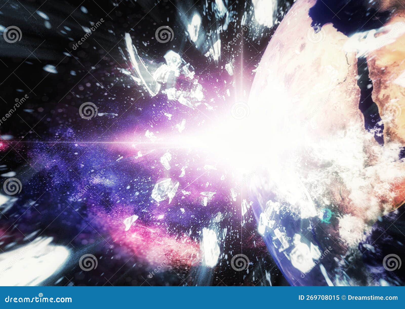 3d Illustration of Exploding Light and Earth Stock Illustration ...