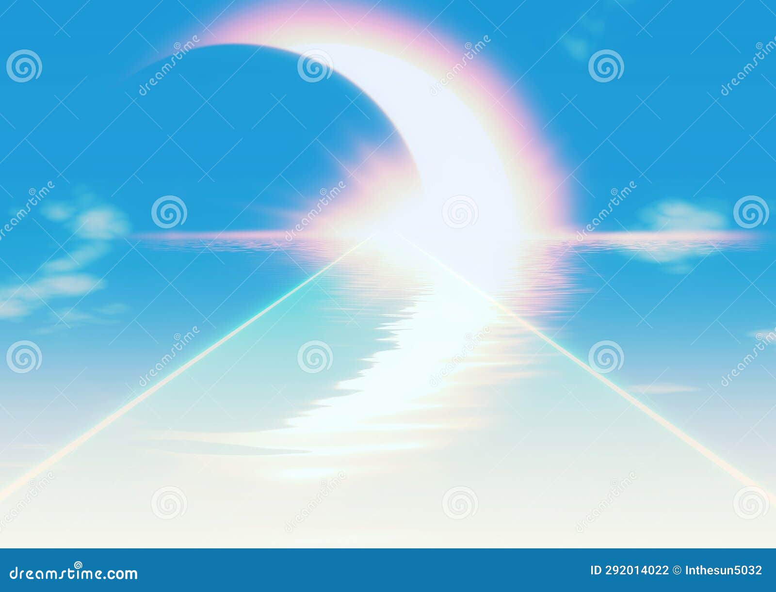 3d Illustration of Light Path Following the Sun Stock Illustration ...