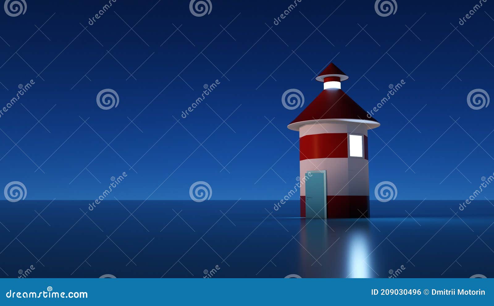 3d Illustration, Lighthouse Layout on a Dark Background. Stock ...