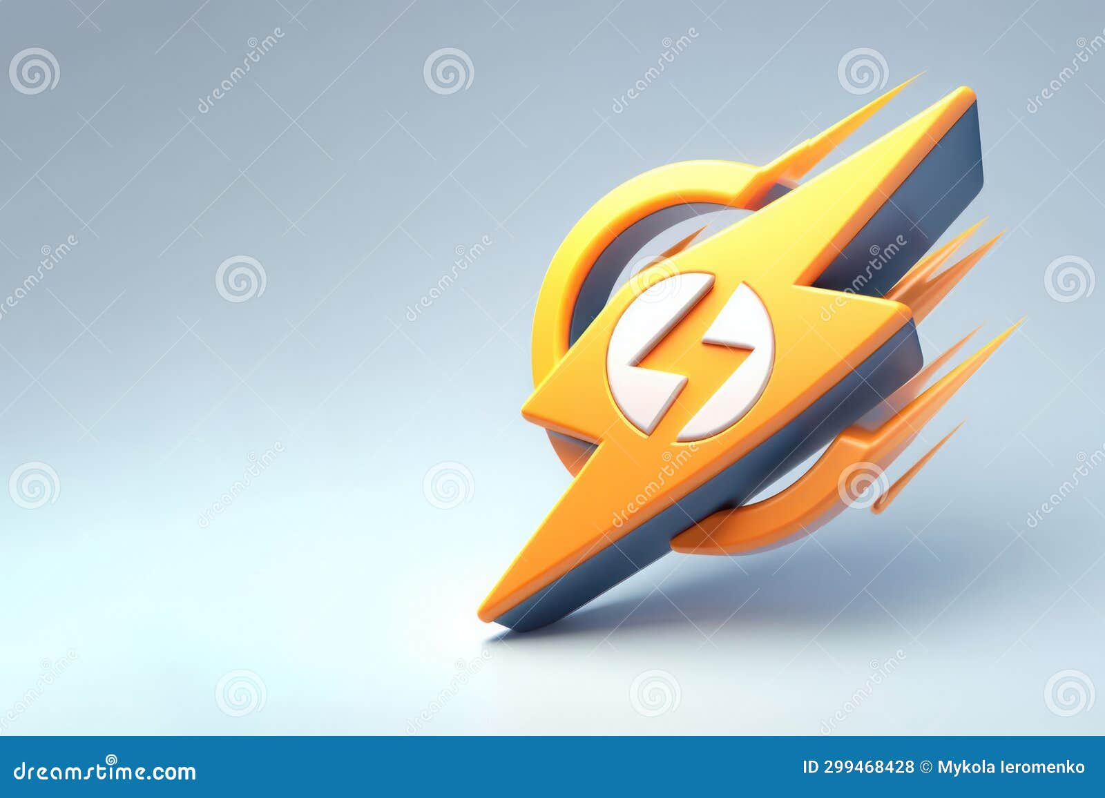 3D Illustration of Lightning on a Clean Background. Place for Text ...