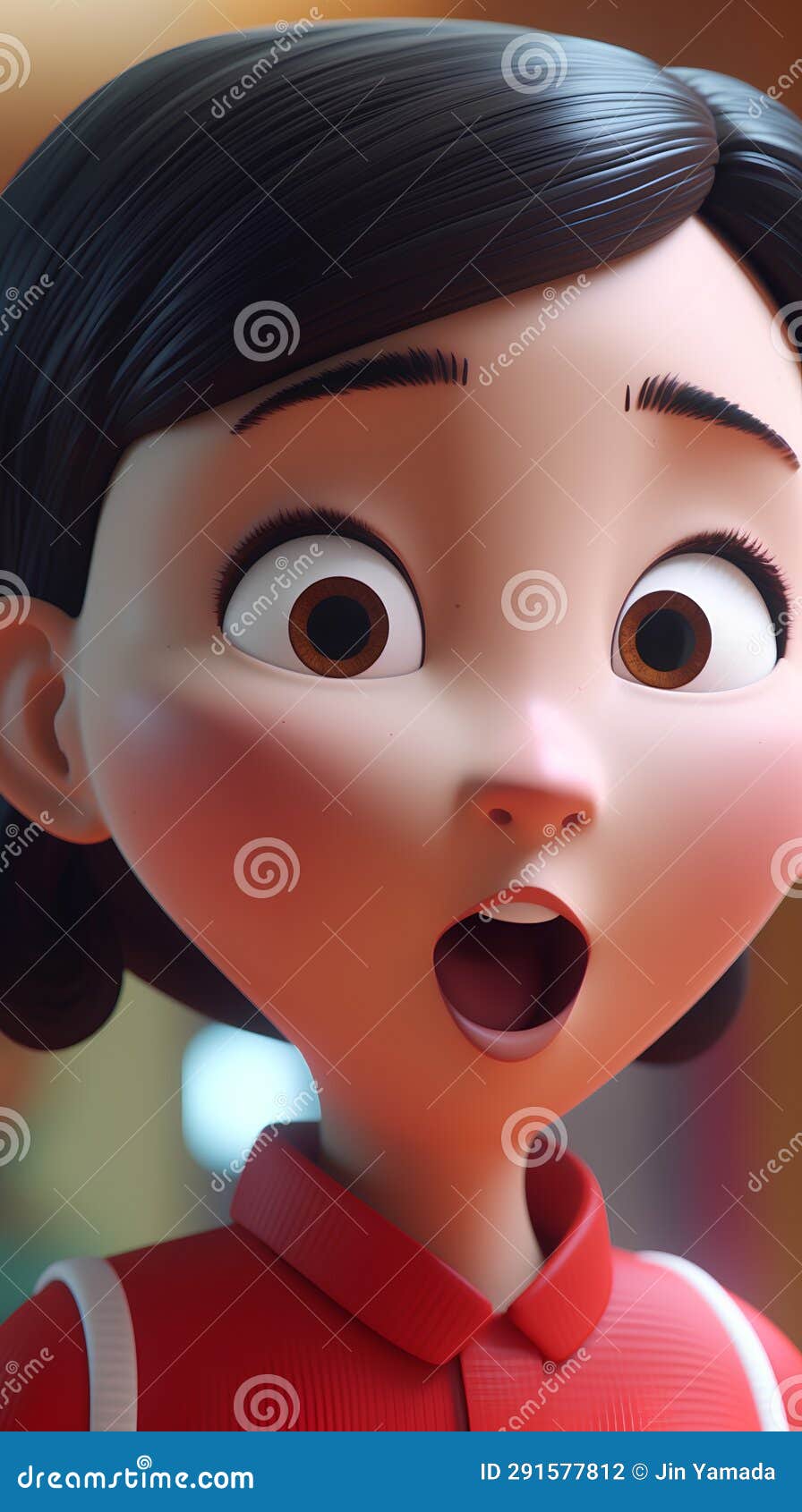 3D Illustration of a Little Girl Surprised by Something Stock ...