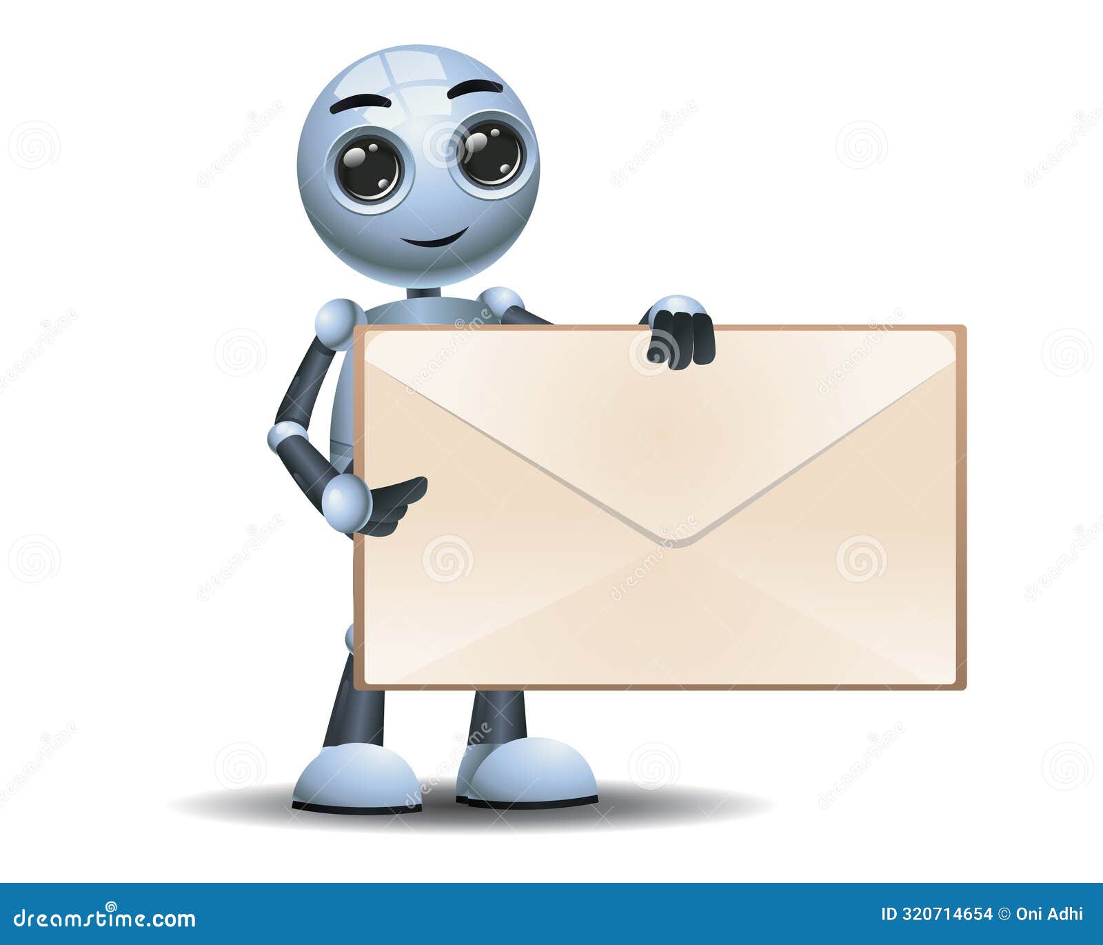 3D Illustration of a Little Robot Ready To Send Mail Symbol Stock ...