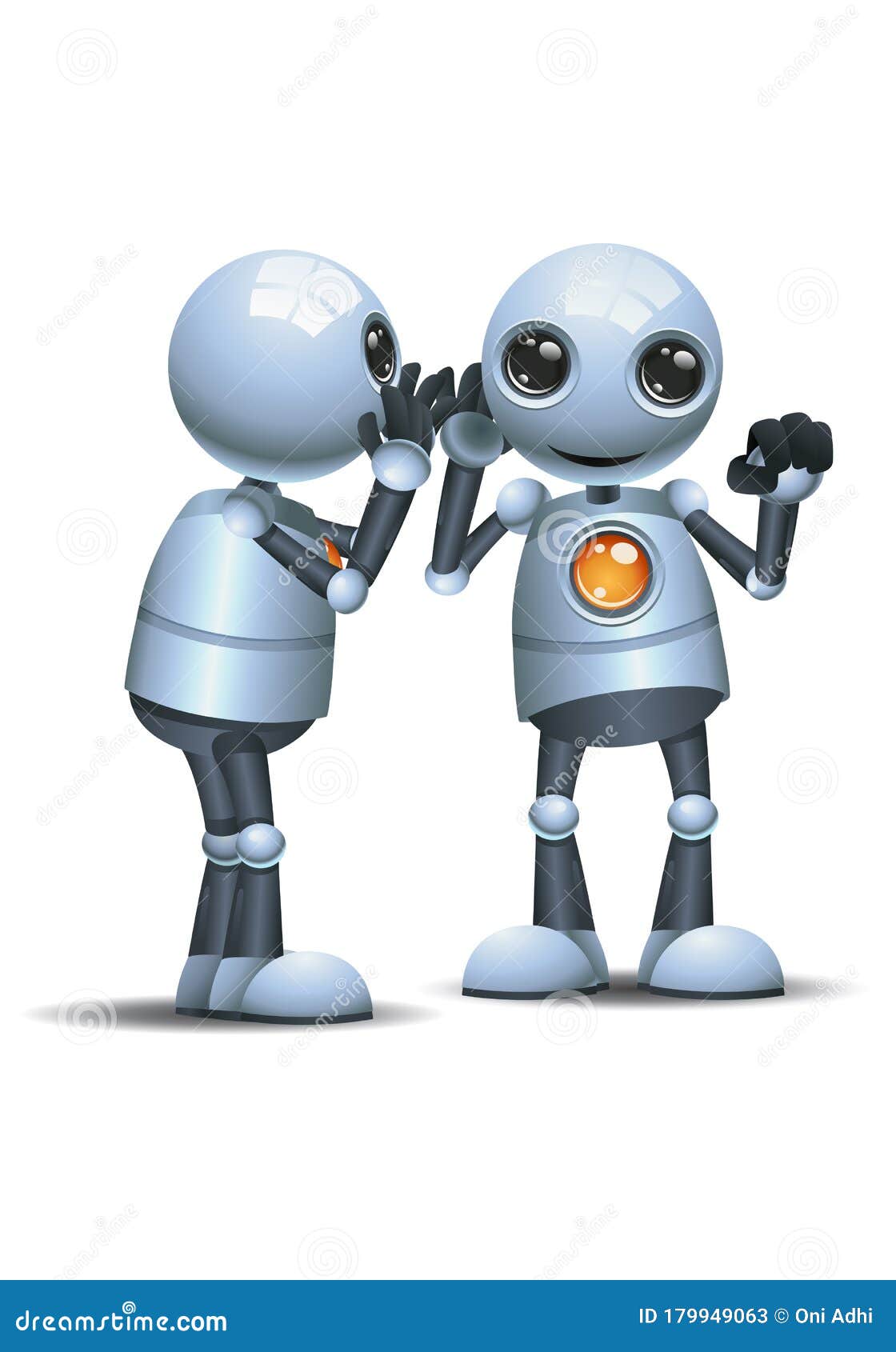 3d Illustration Of Little Robot Talk Whispering On Ear | CartoonDealer ...
