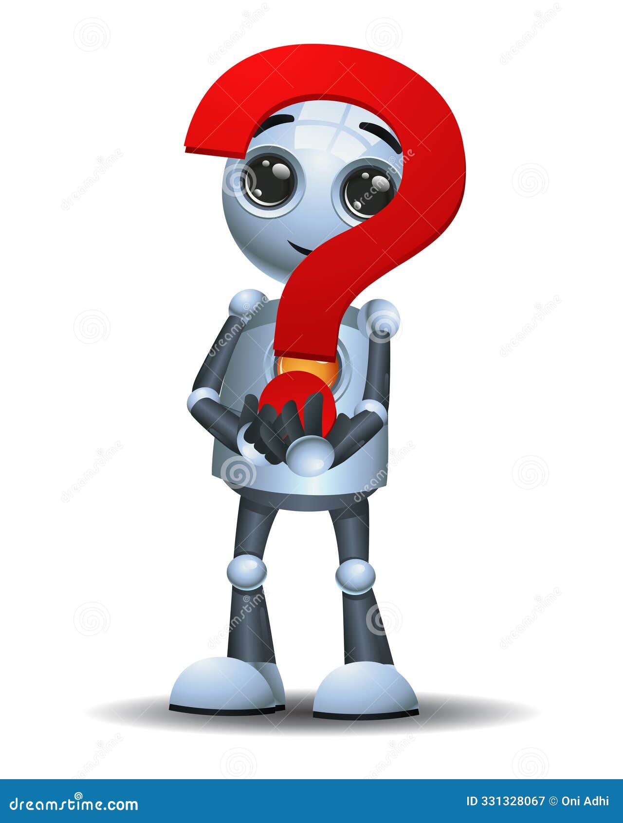 3D Illustration of a Little Robot Worker Carry Question Mark Stock ...