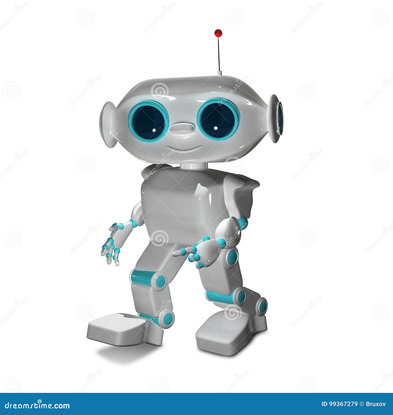 3D Illustration the Little White Robot Stock Image - Illustration of ...