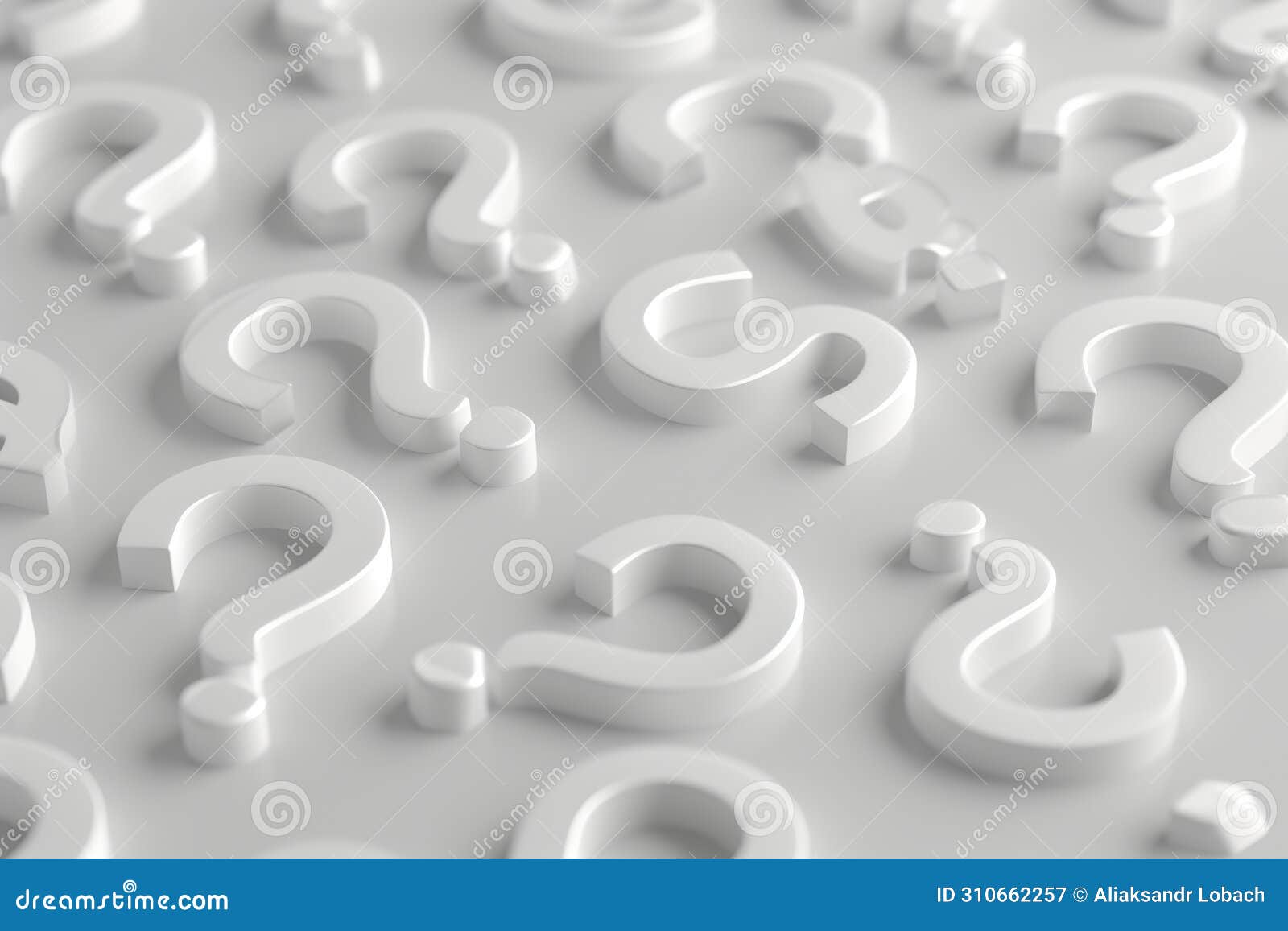 3d Illustration with a Lot of Questions on a White Background Stock ...