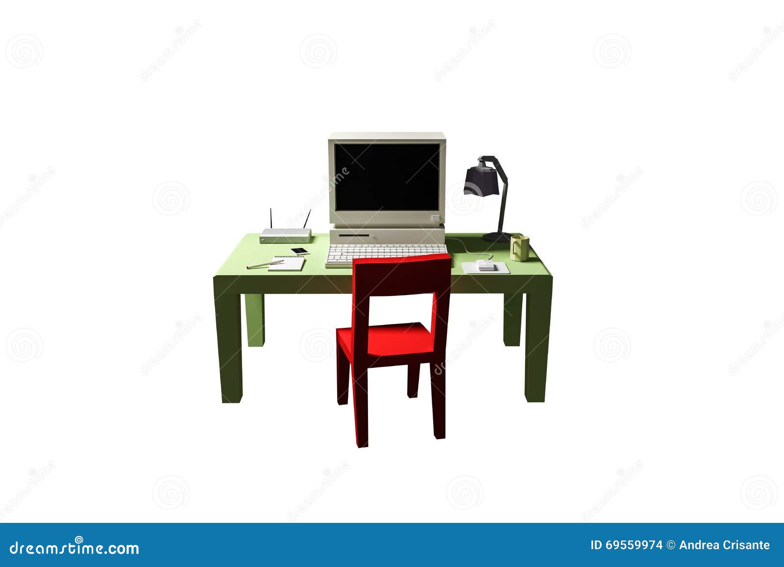 3d Illustration of a Low Poly Desk Stock Illustration - Illustration of ...