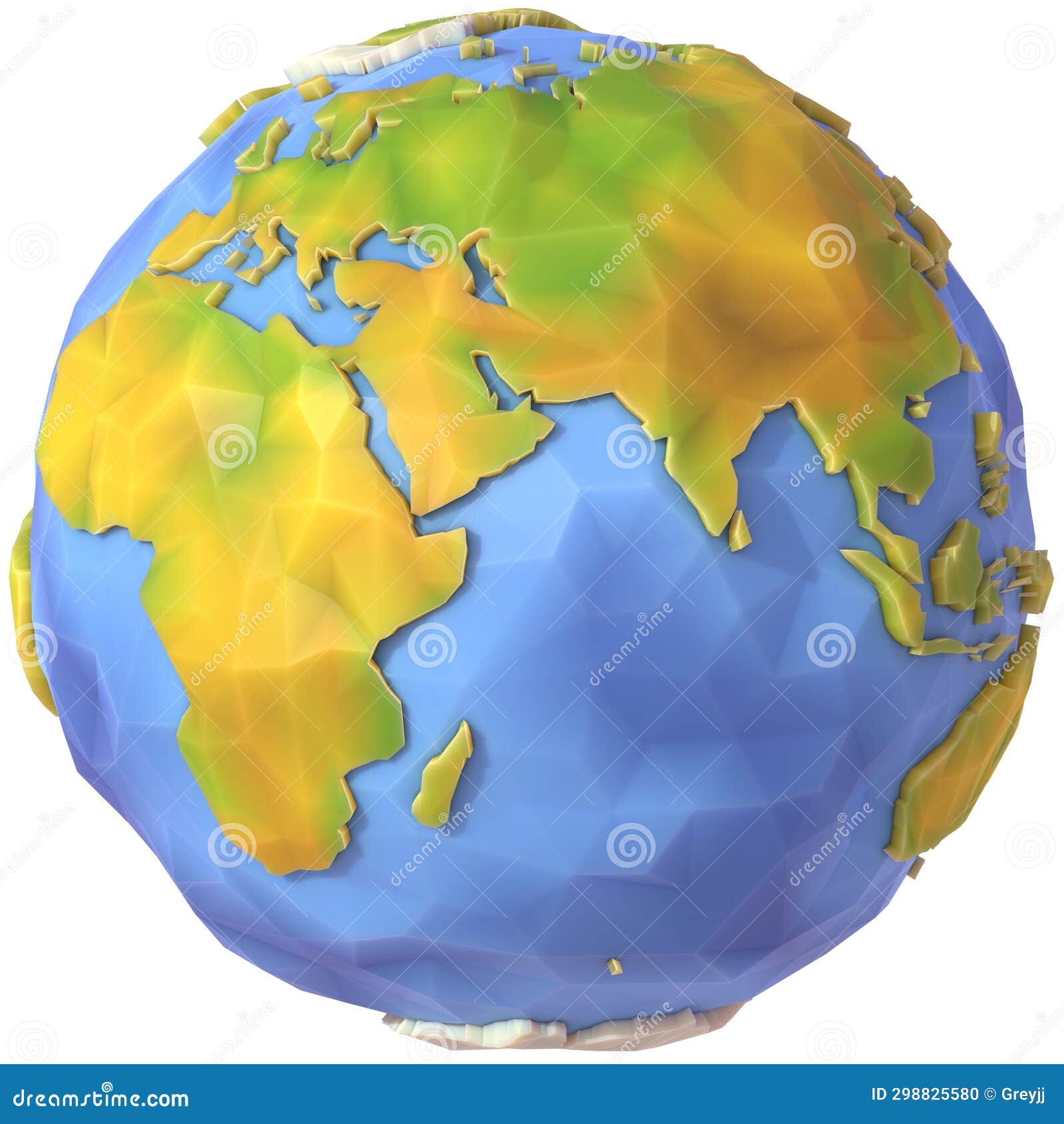 3D Illustration of Low Poly Earth. Polygonal Globe Stock Illustration ...