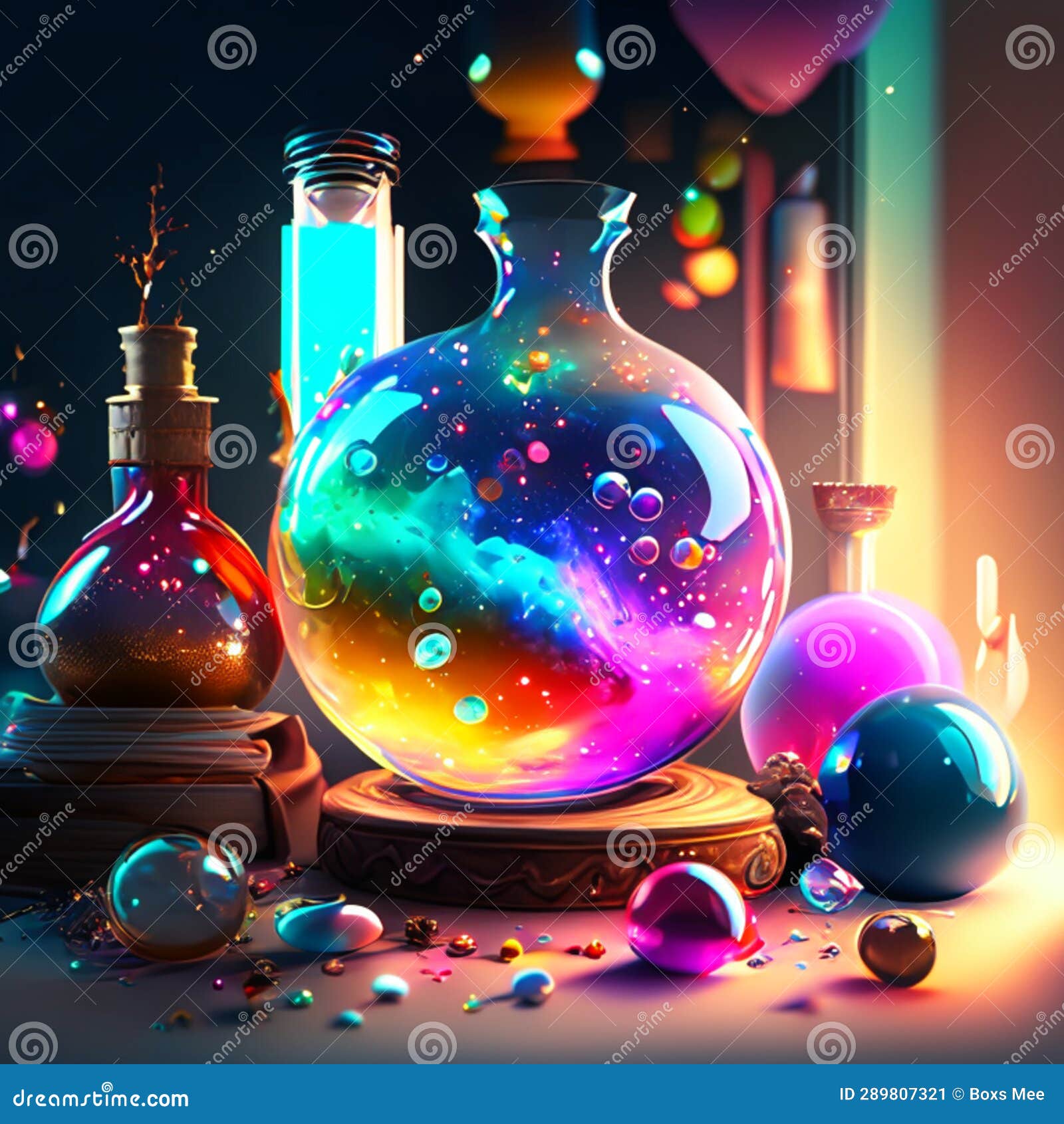 3d Illustration of Magic Potion in a Laboratory. 3d Rendering AI ...