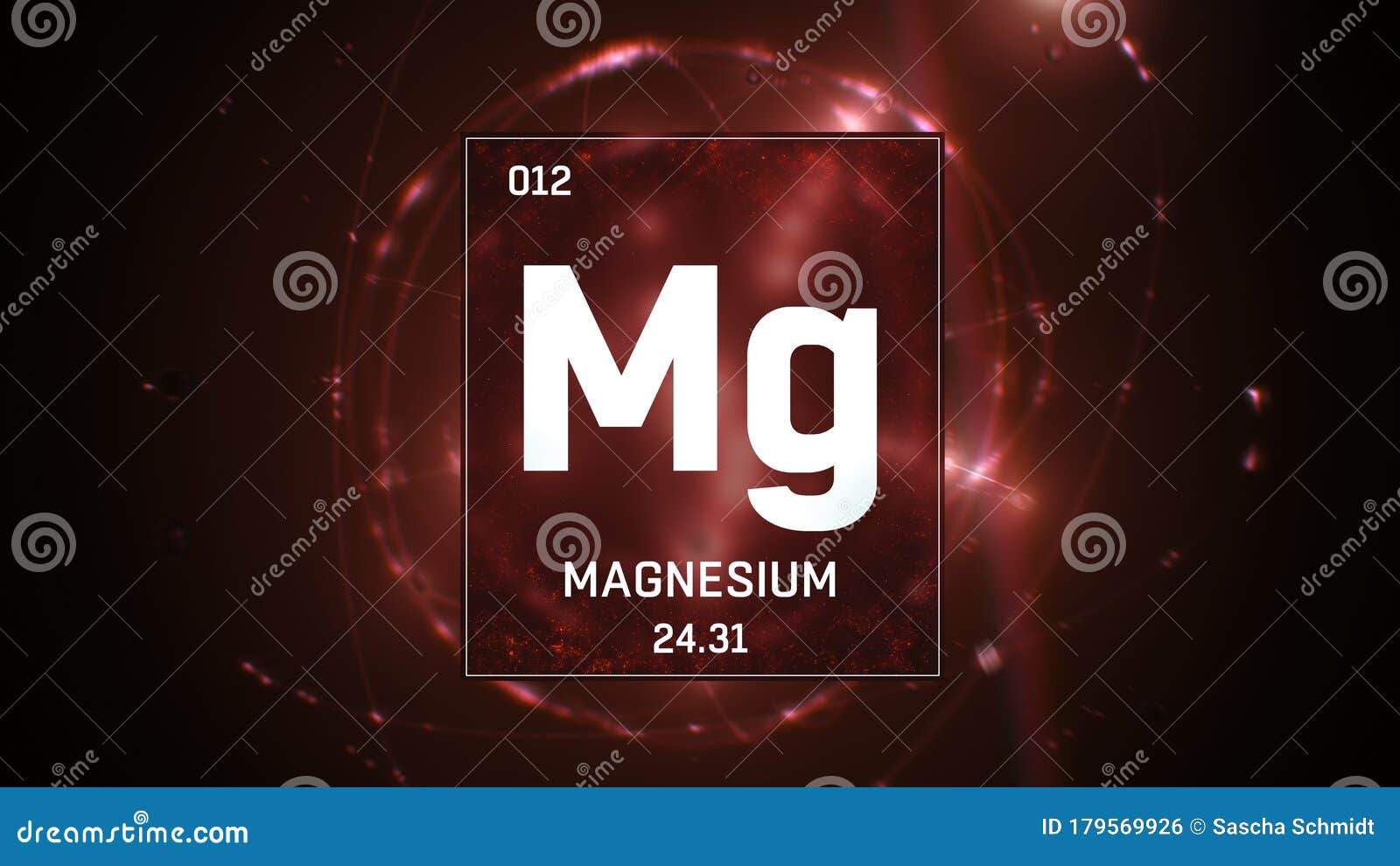 Magnesium As Element 12 of the Periodic Table 3D Animation on Red ...