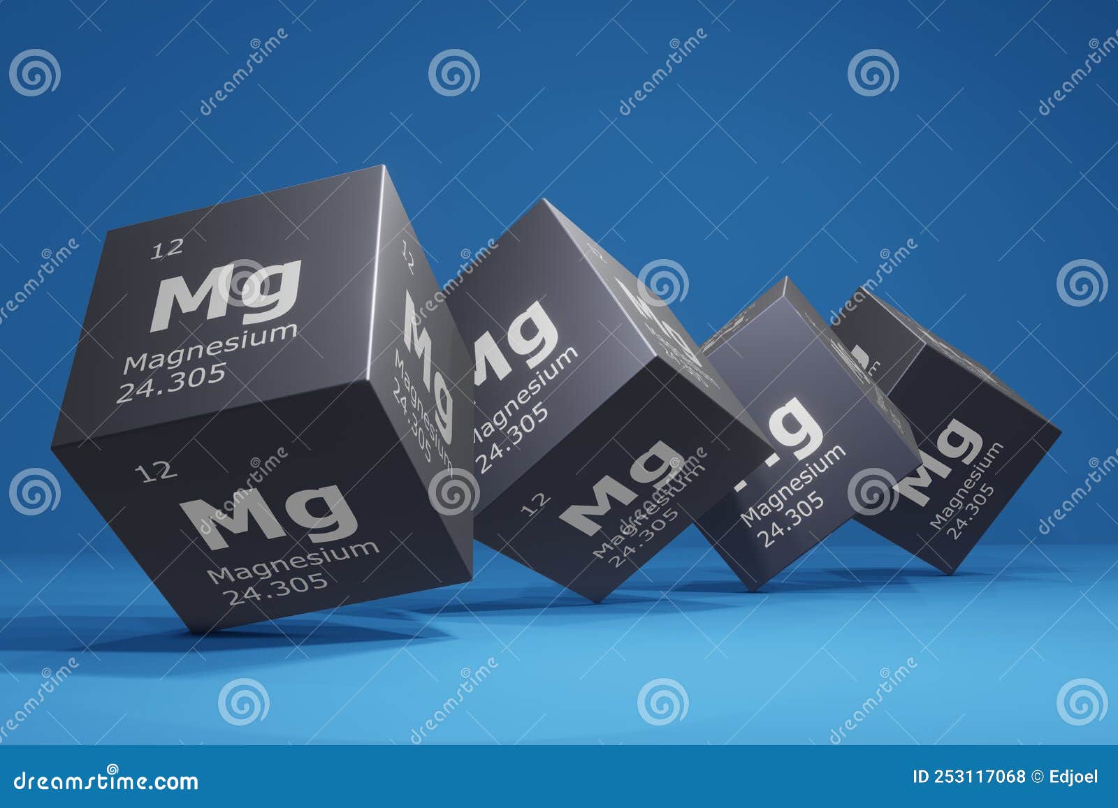 3D Illustration of Magnesium, Chemical Element from the Periodic Table ...