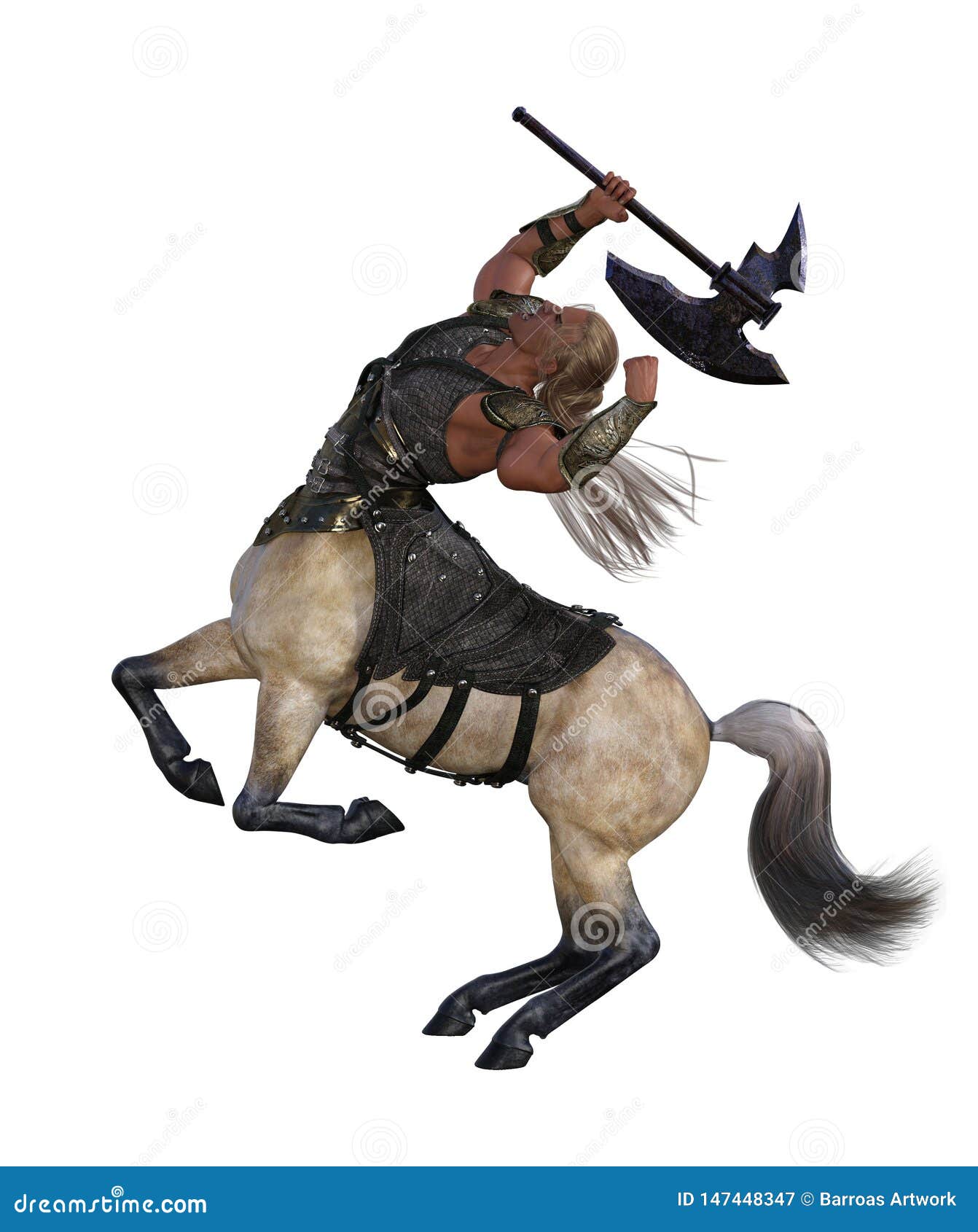3D Illustration of Centaur with Axe and Armor Stock Illustration ...