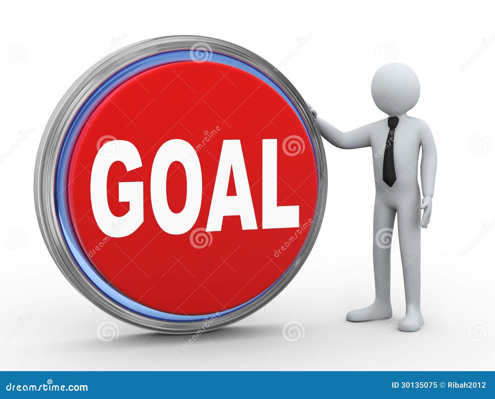 3d Businessman with Goal Button Stock Illustration - Illustration of ...