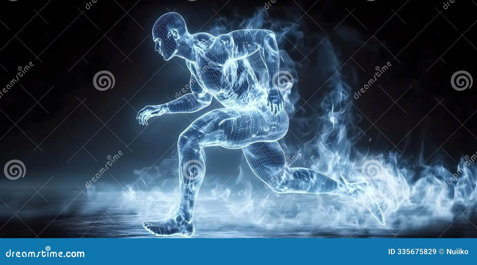 3d Illustration of a Man Running in a Futuristic Space Stock ...