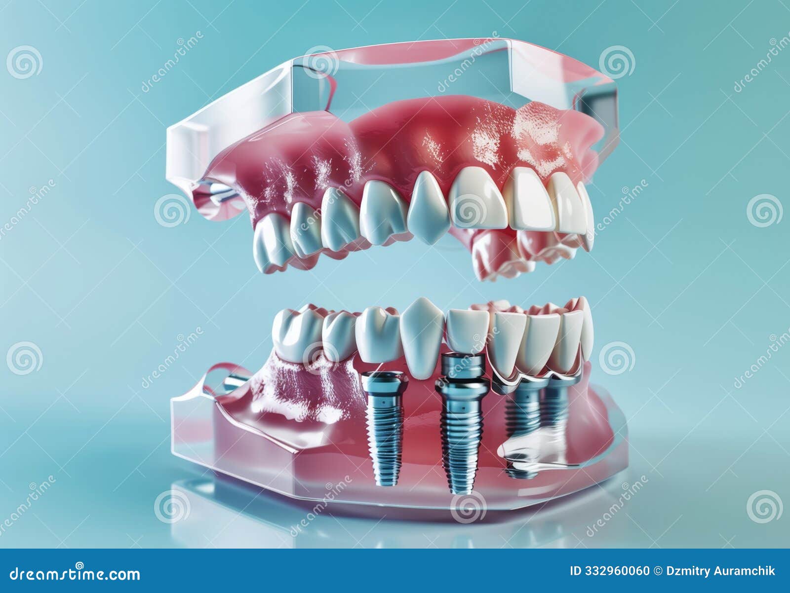 3D Illustration of a Mandibular Prosthesis Supported by Implants. Stock ...