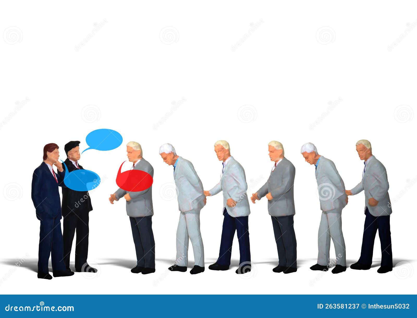 3d Illustration of Many Business People in Line for Interview Stock ...