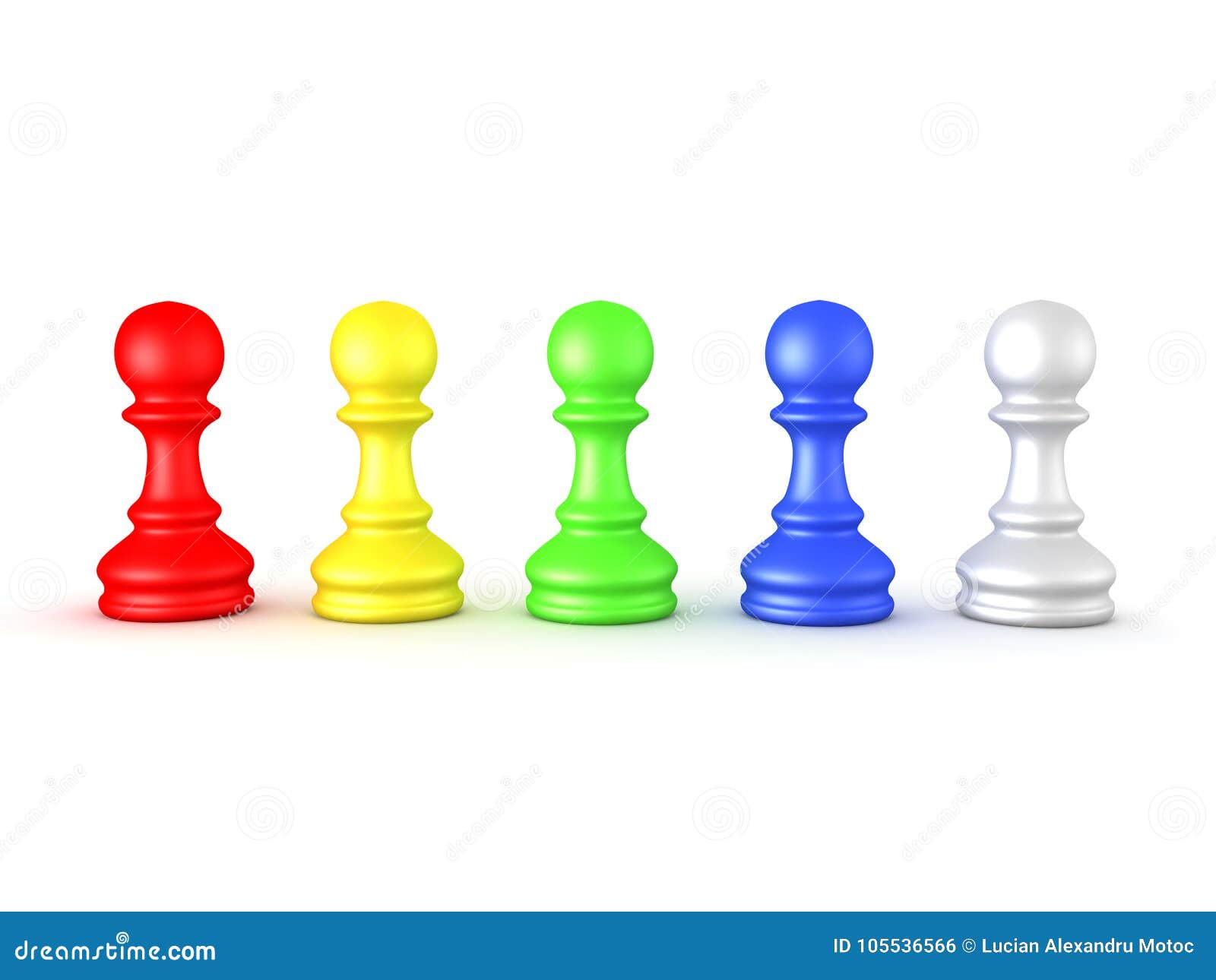 3D Illustration of Many Colored Chess Pawns Stock Illustration ...