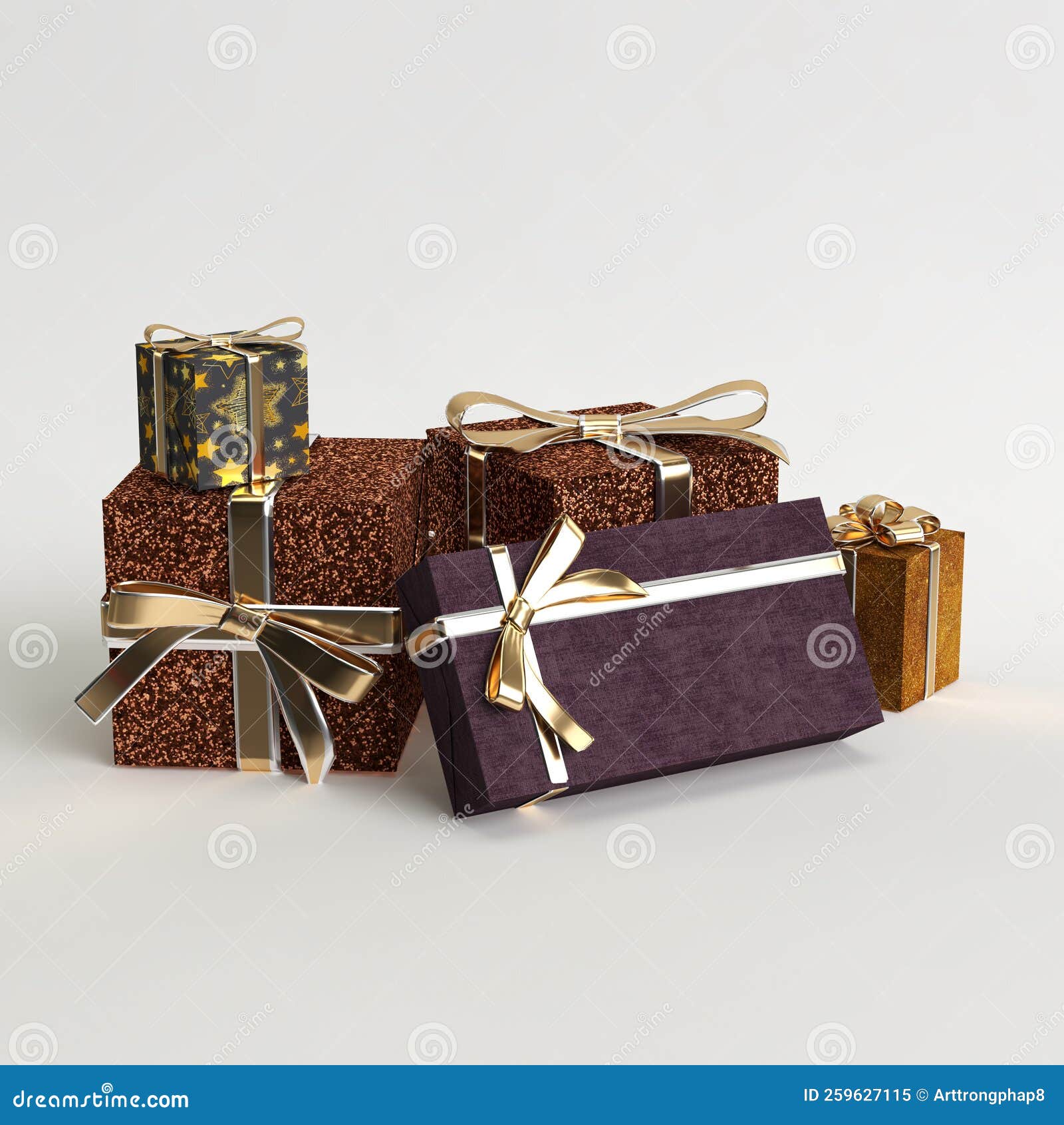 3d Illustration of Many Gift Boxes about Christmas Day Isolated on ...