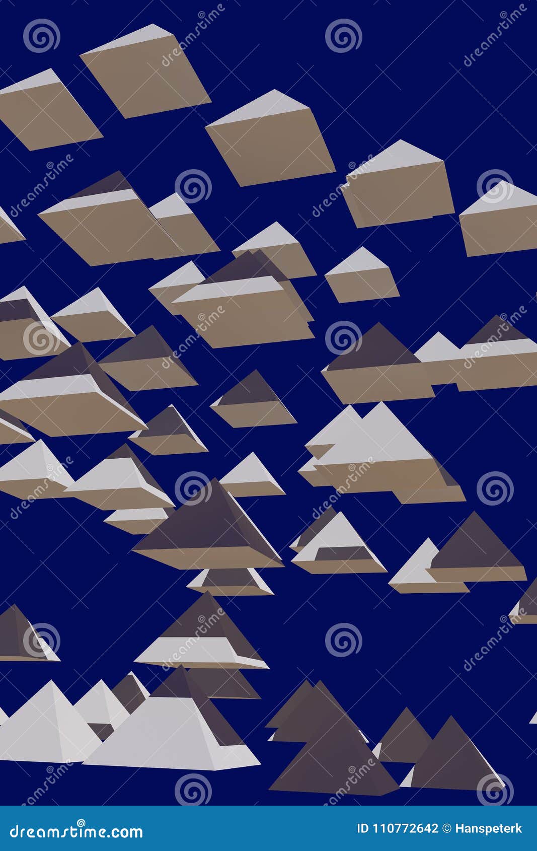 3d Illustration of Hovering Pyramids Stock Illustration - Illustration ...