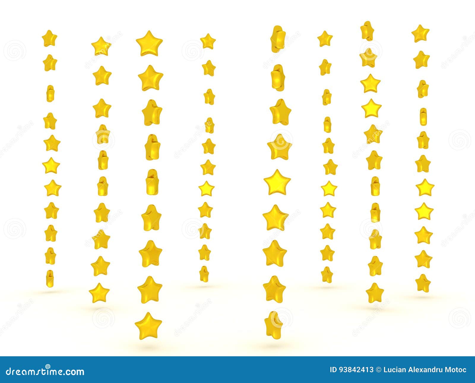 3D Illustration of Many Stacks of Falling Shiny Stars Stock ...