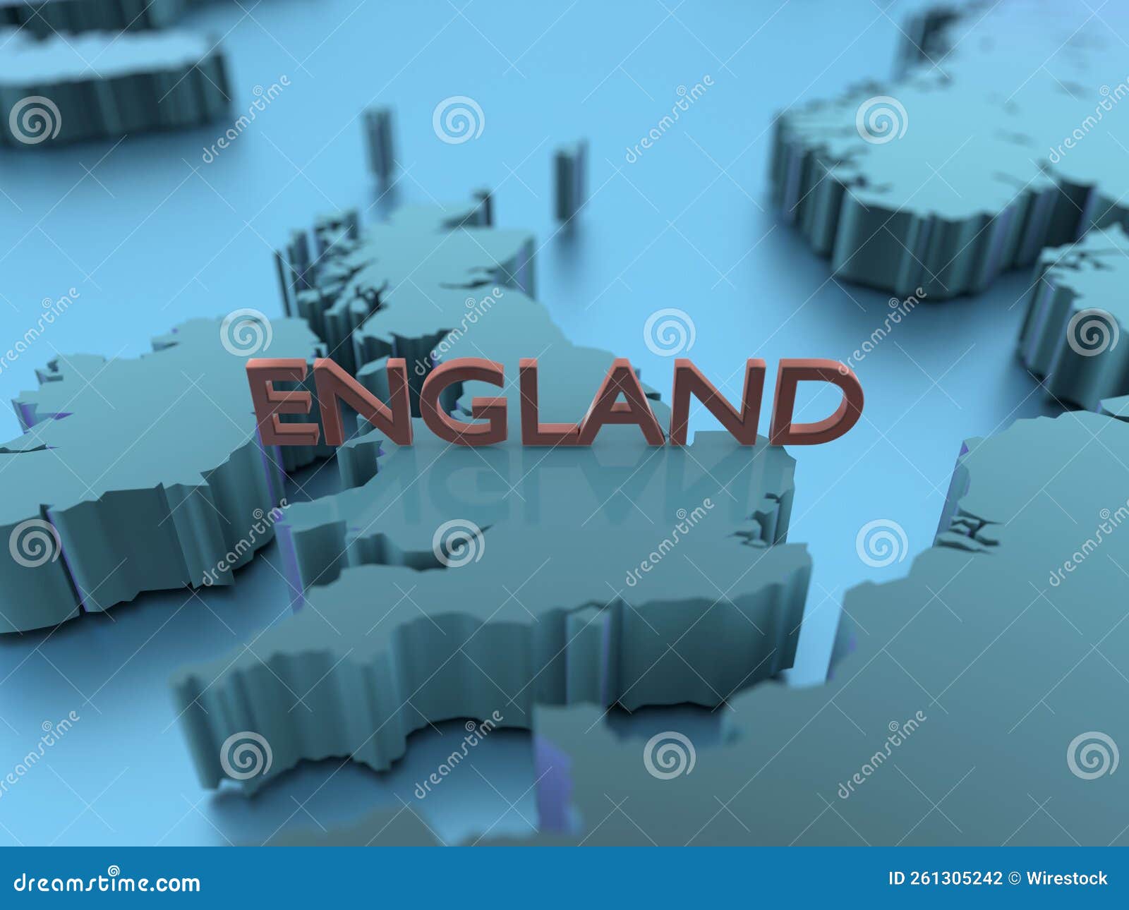 3D Illustration of a Map of England in Blue Isolated on a Bright ...