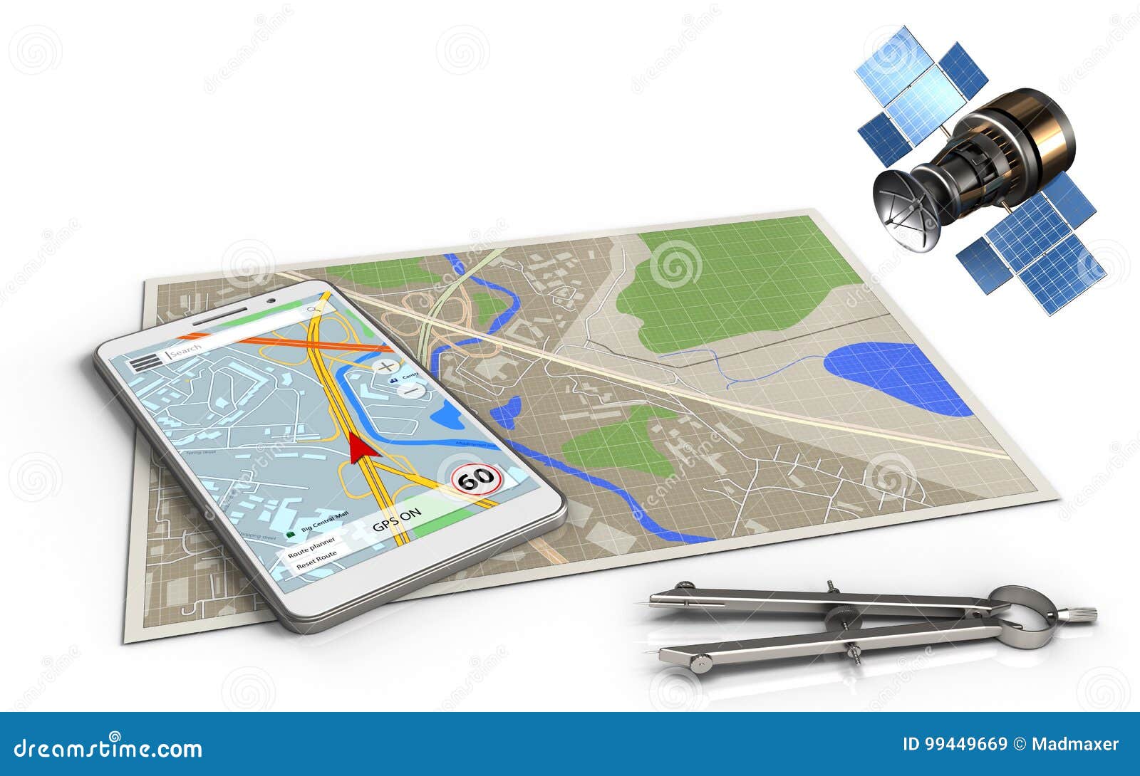 3d gps satellite stock illustration. Illustration of science - 99449669