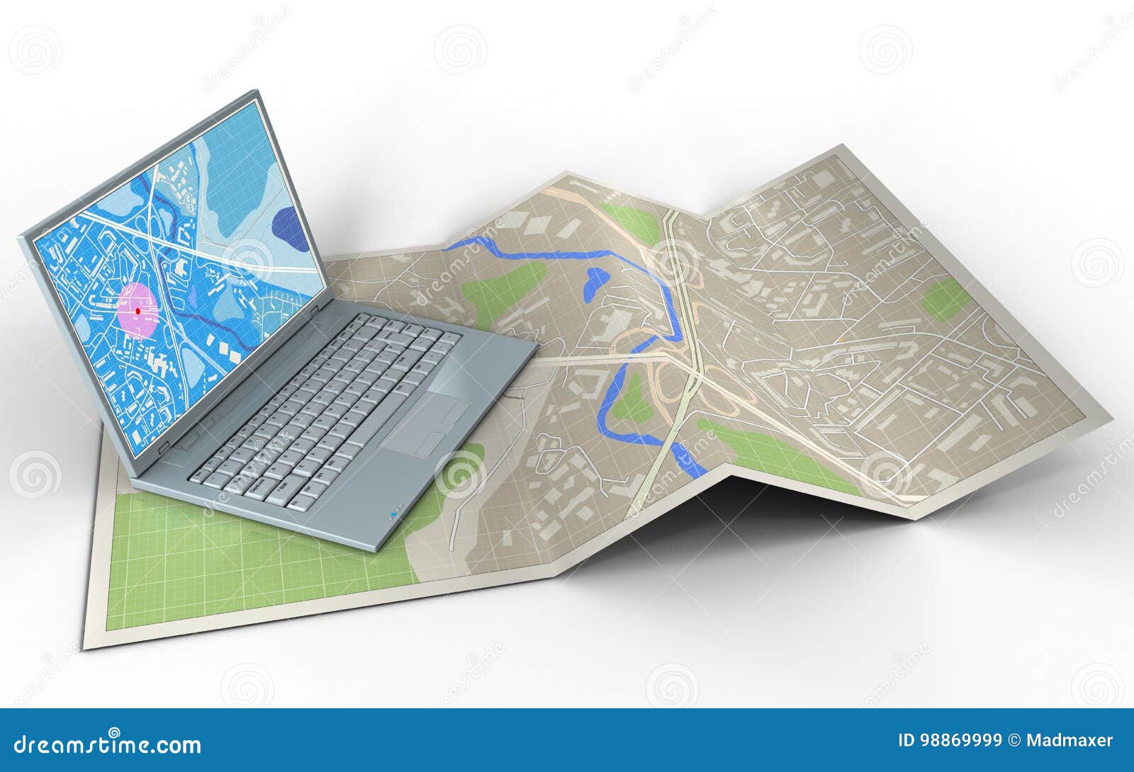 3d stock illustration. Illustration of laptop, zone, navigation - 98869999