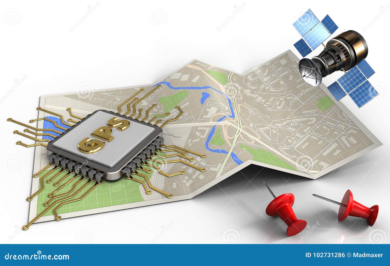 3d gps chip stock illustration. Illustration of location - 102731286