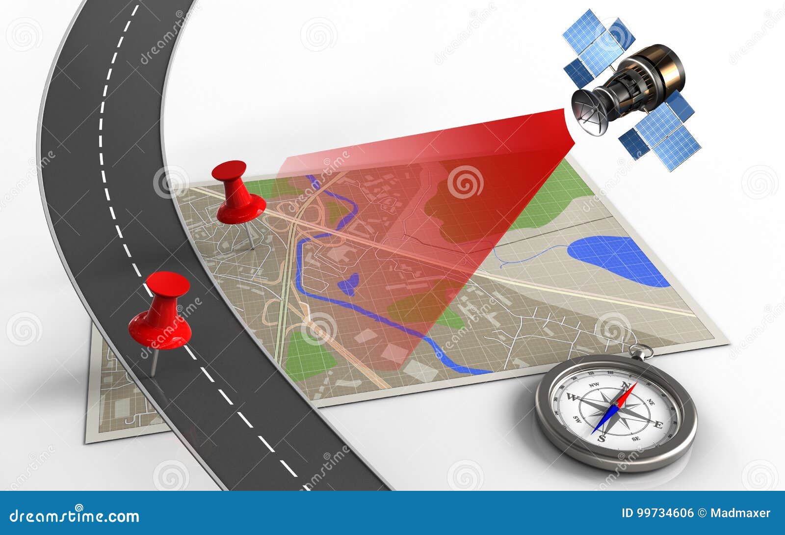 3d road stock illustration. Illustration of driving, compass - 99734606