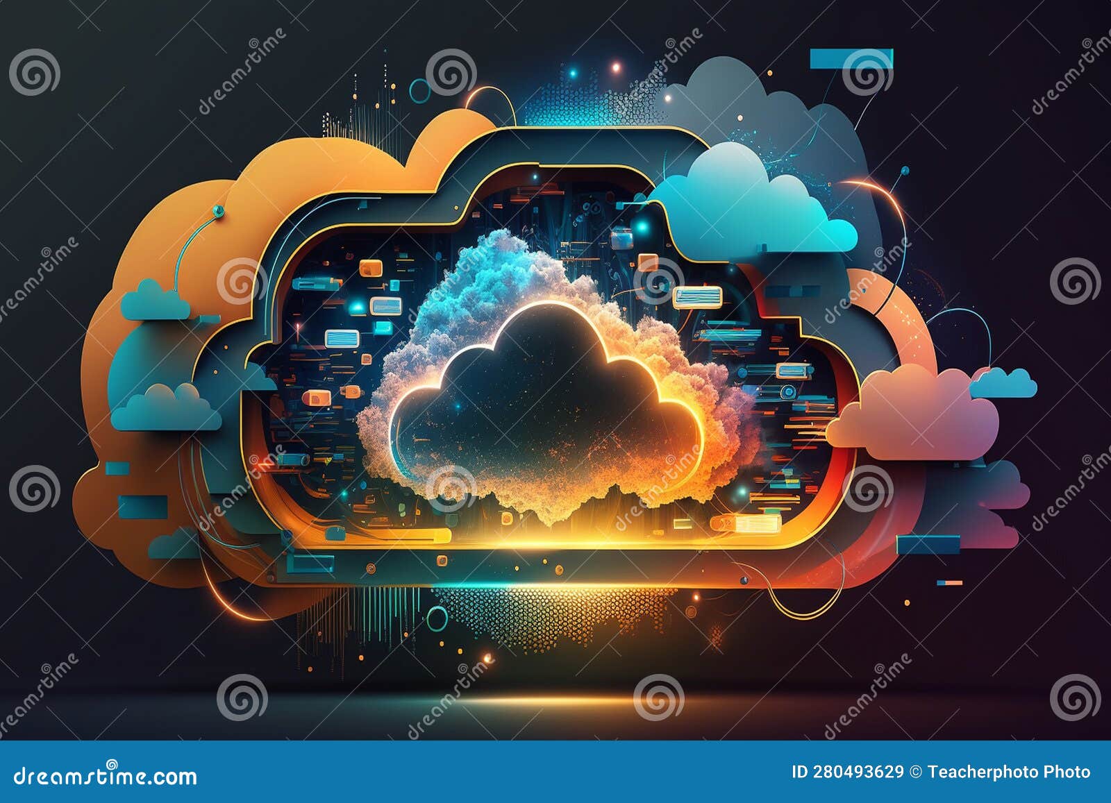 This 3D Illustration Masterfully Captures the Cloud Computing ...