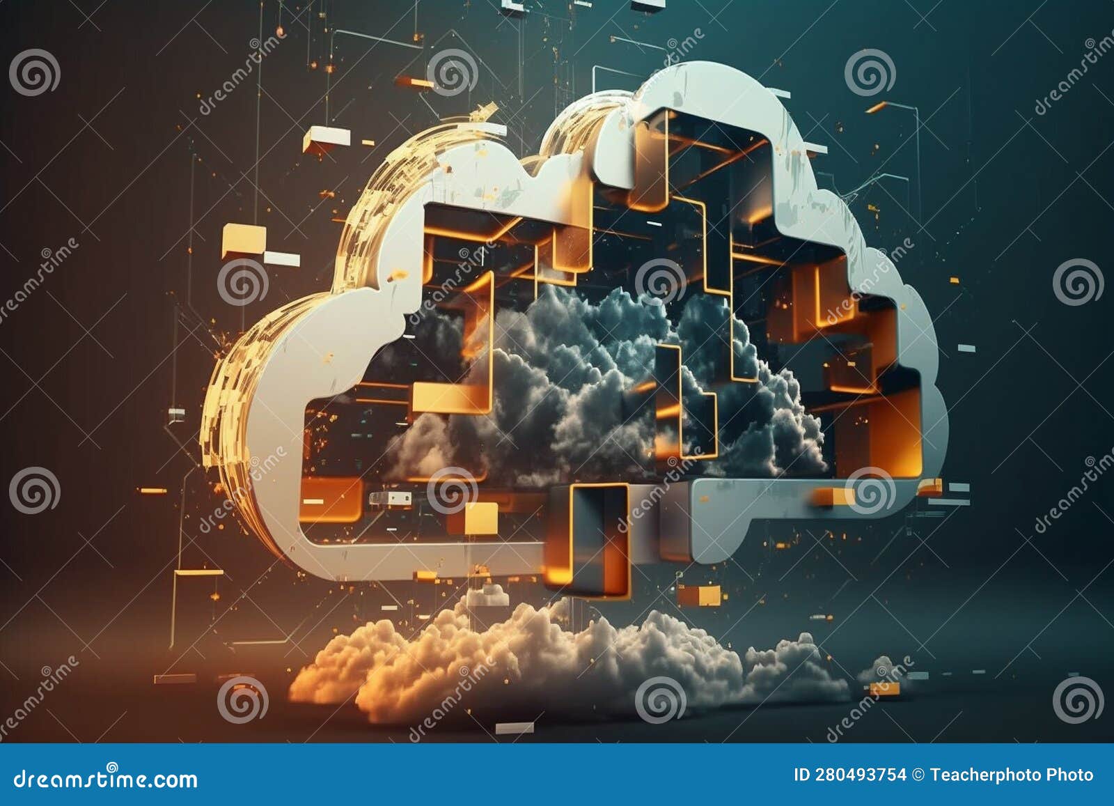 This 3D Illustration Masterfully Captures the Cloud Computing ...