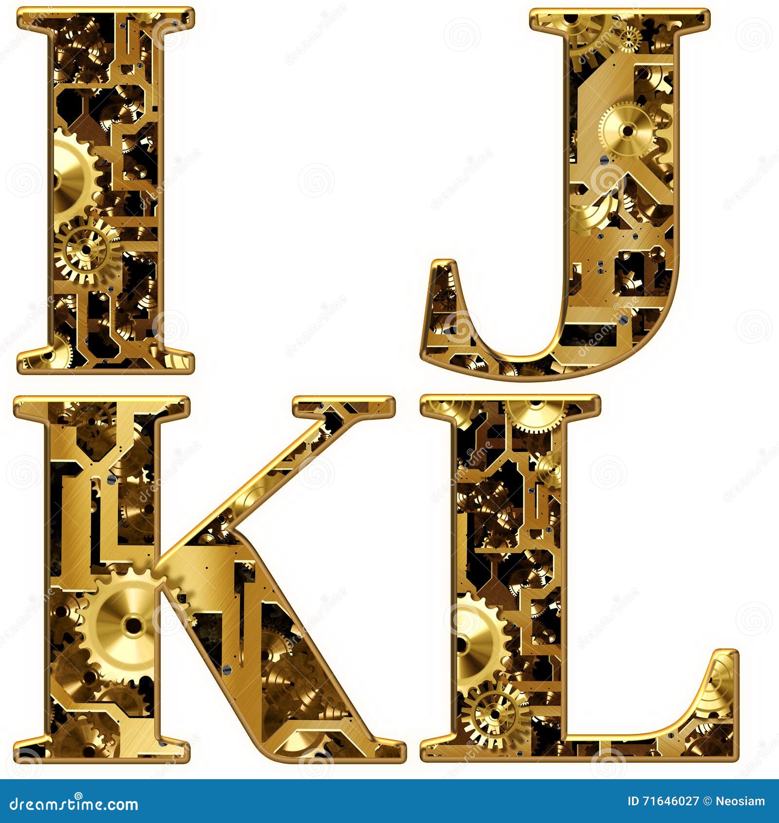 3D Illustration Mechanical Gears Cogs Alphabet Stock Illustration ...