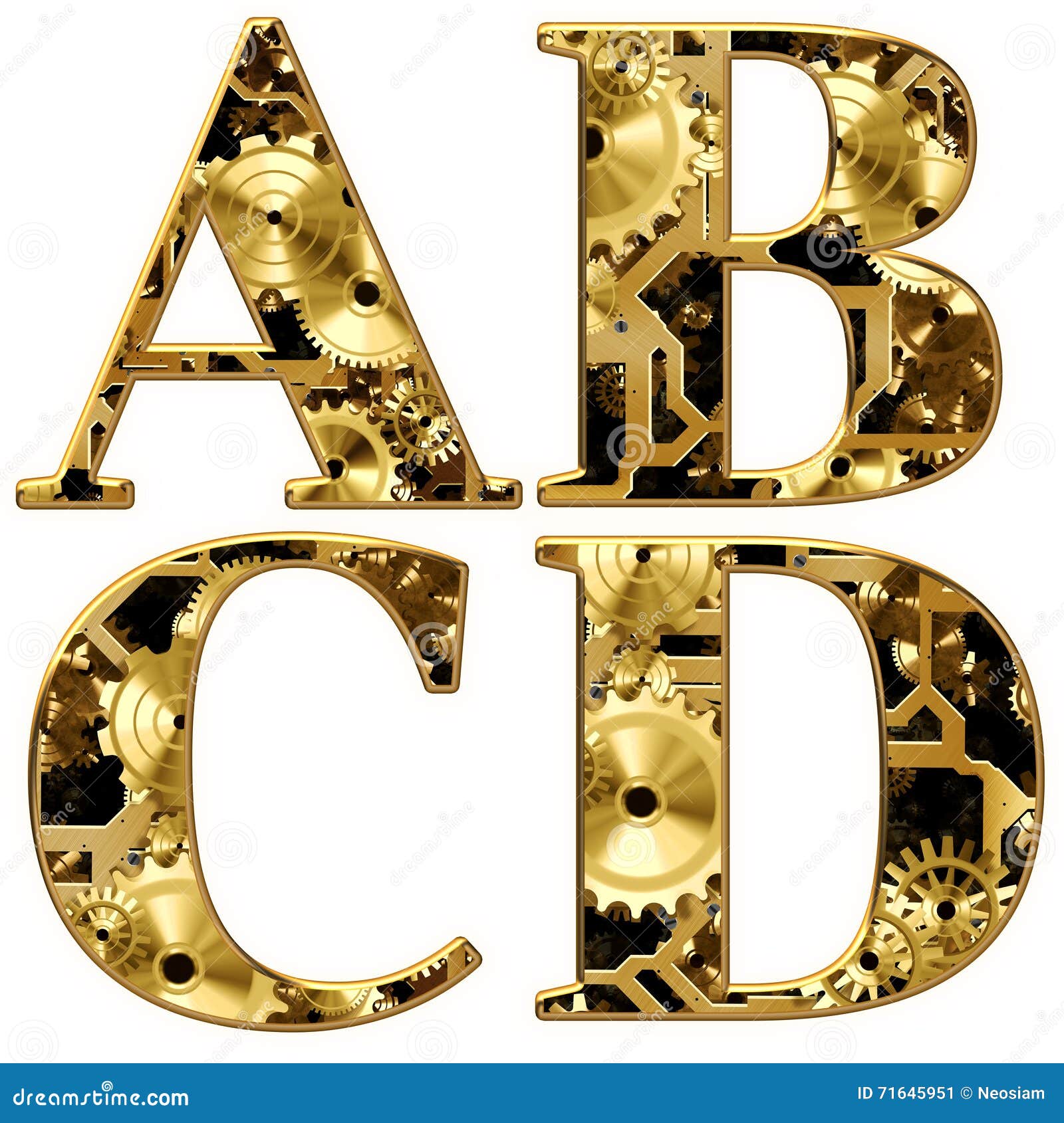 3D Illustration Mechanical Gears Cogs Alphabet Stock Illustration ...