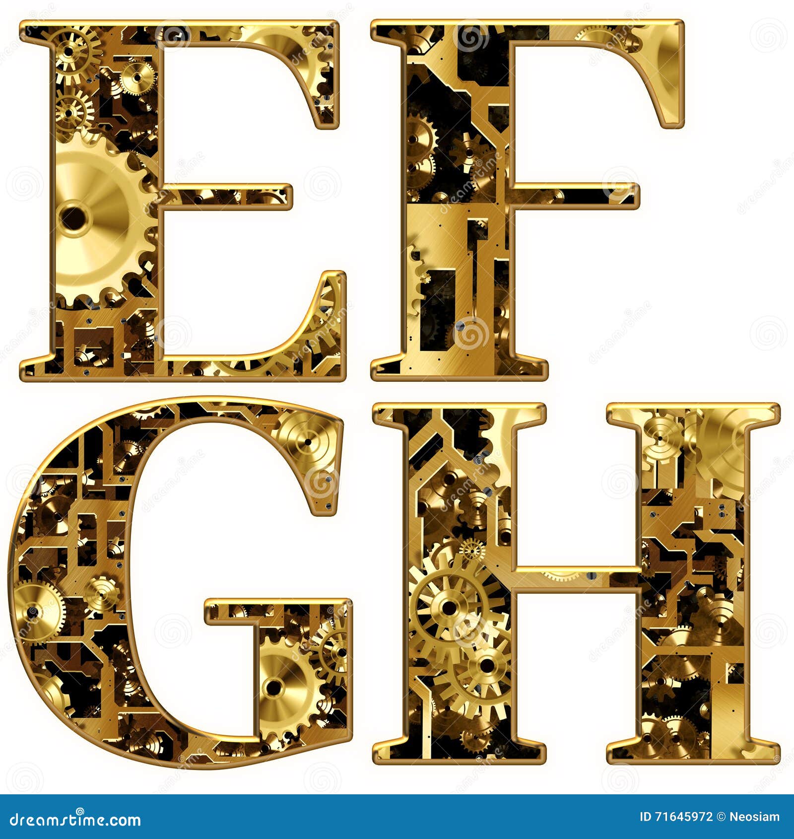 3D Illustration Mechanical Gears Cogs Alphabet Stock Illustration ...