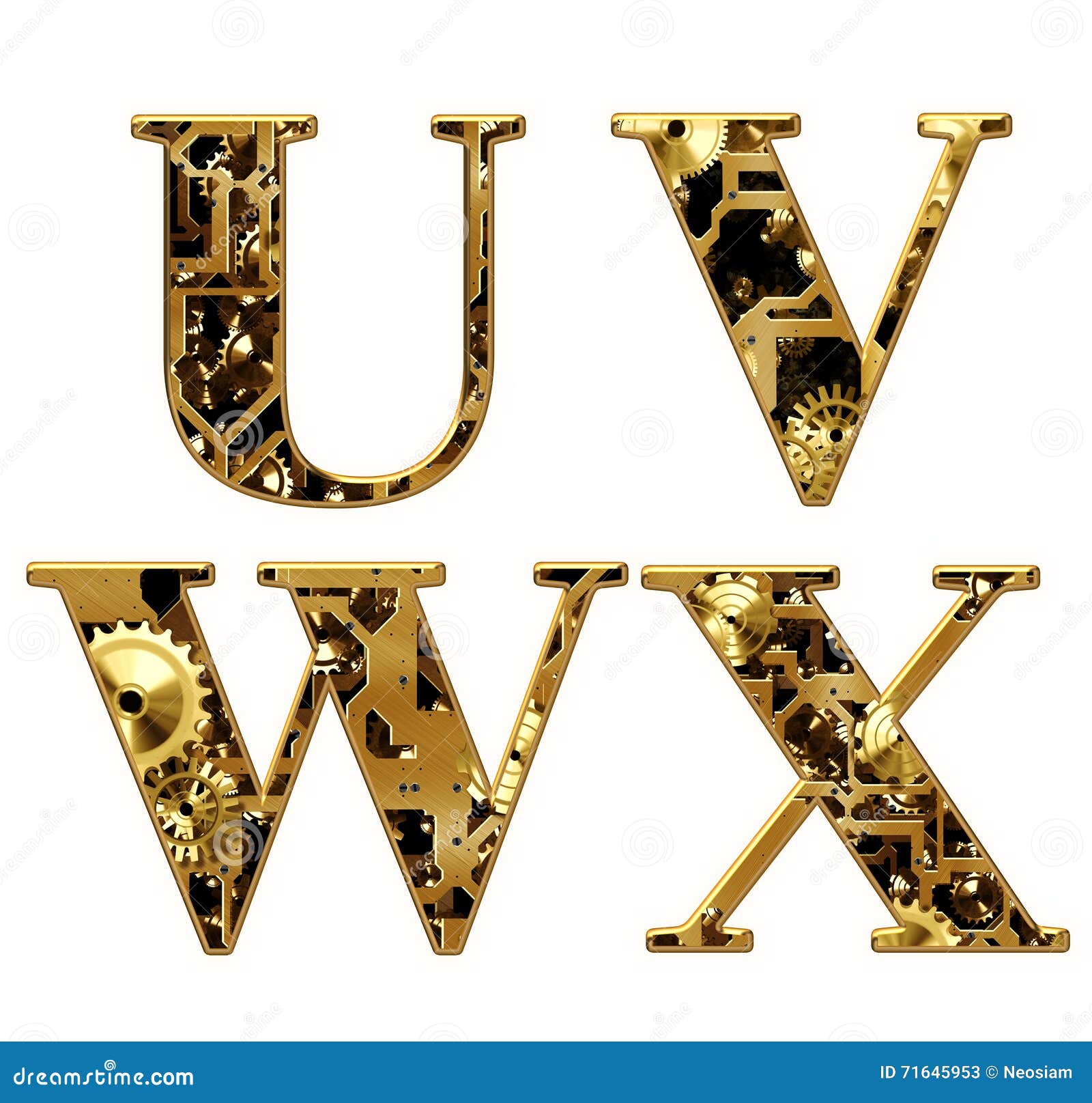 3D Illustration Mechanical Gears Cogs Alphabet Stock Illustration ...