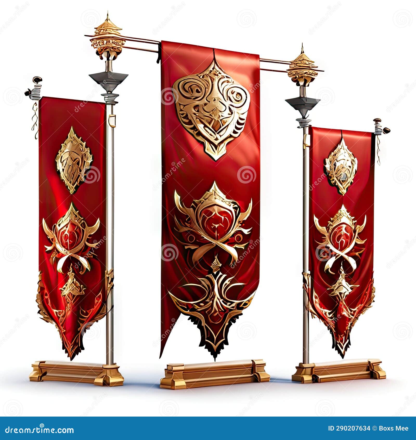 Medieval Red Flags With Gold Border Royalty-Free Stock Image ...