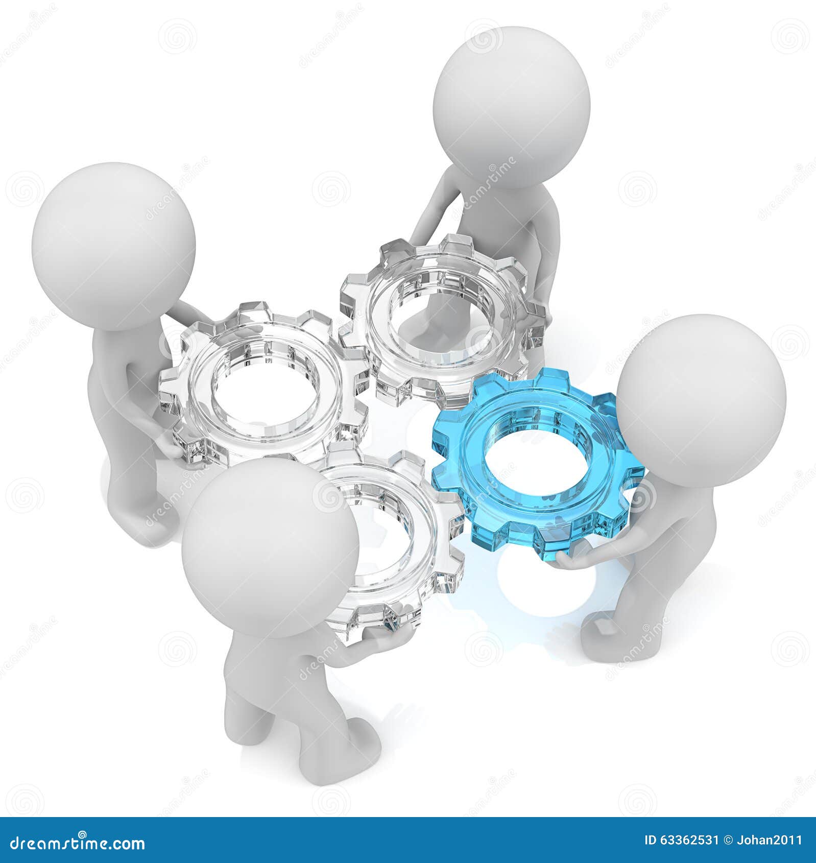 3D Illustration of Men Working Together Stock Illustration ...
